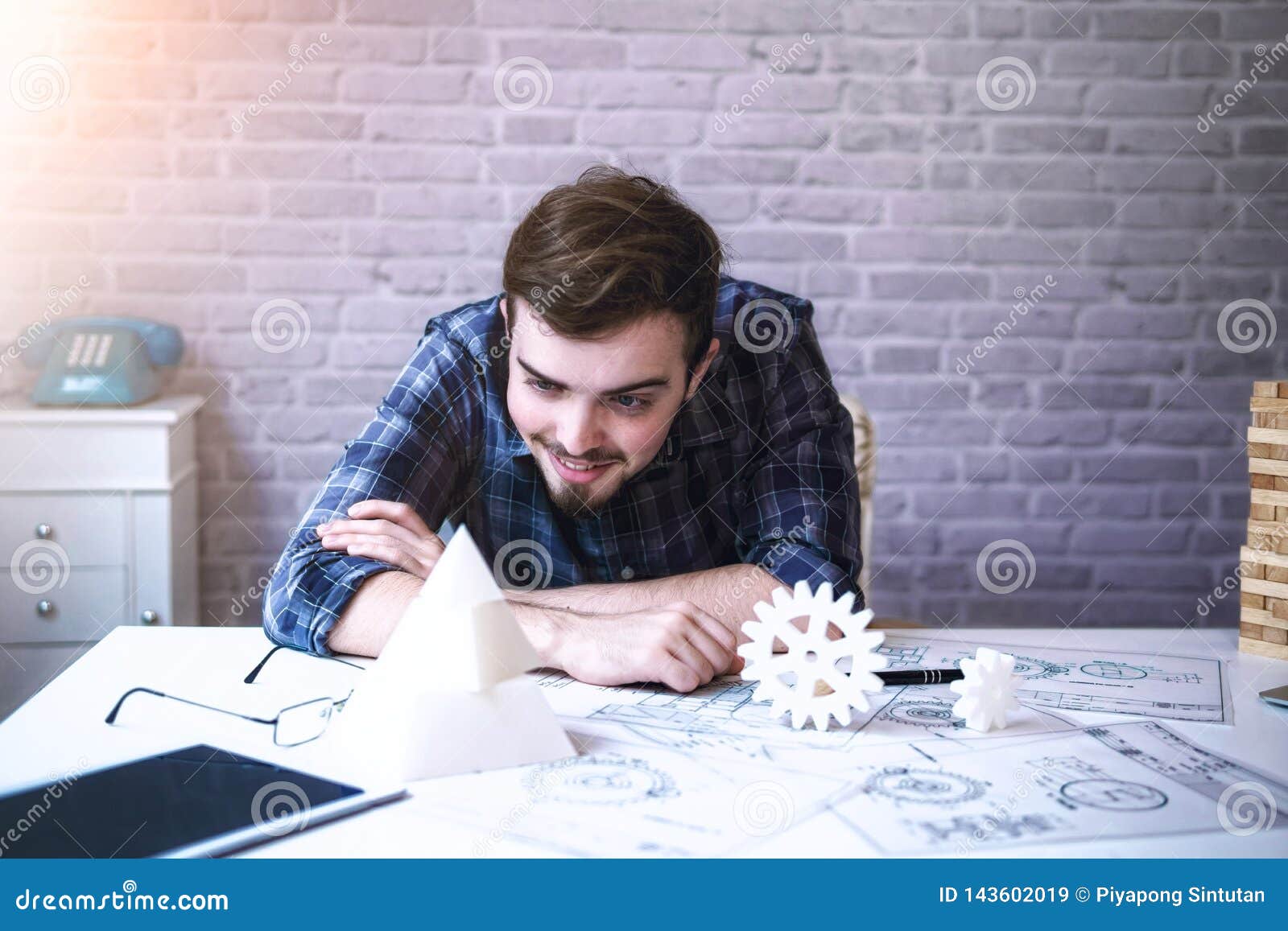 Engineering Man` S Hand Working with 3D Printer` S Components and ...