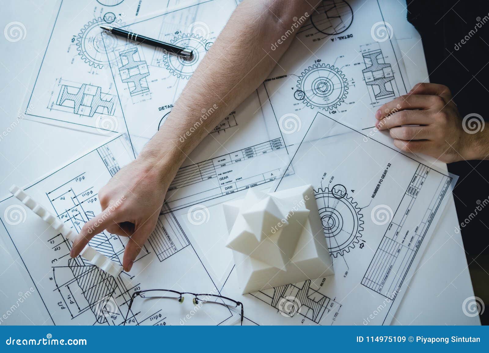 Engineering Man`s Hand Working with 3D Printer`s Components and Stock ...