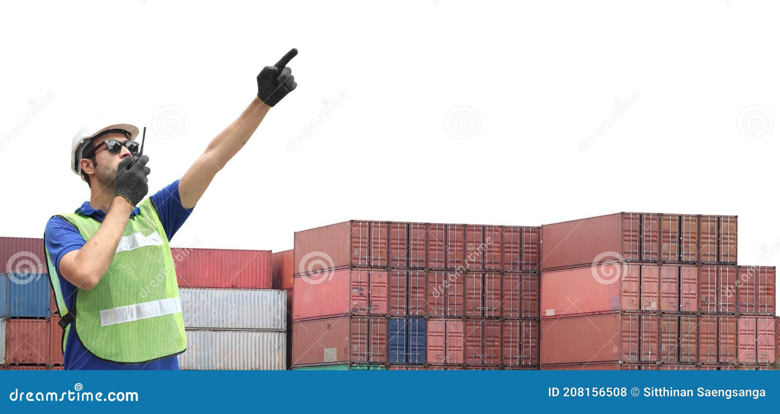 Engineering Man Working and he is Loading Container Stock Photo - Image ...
