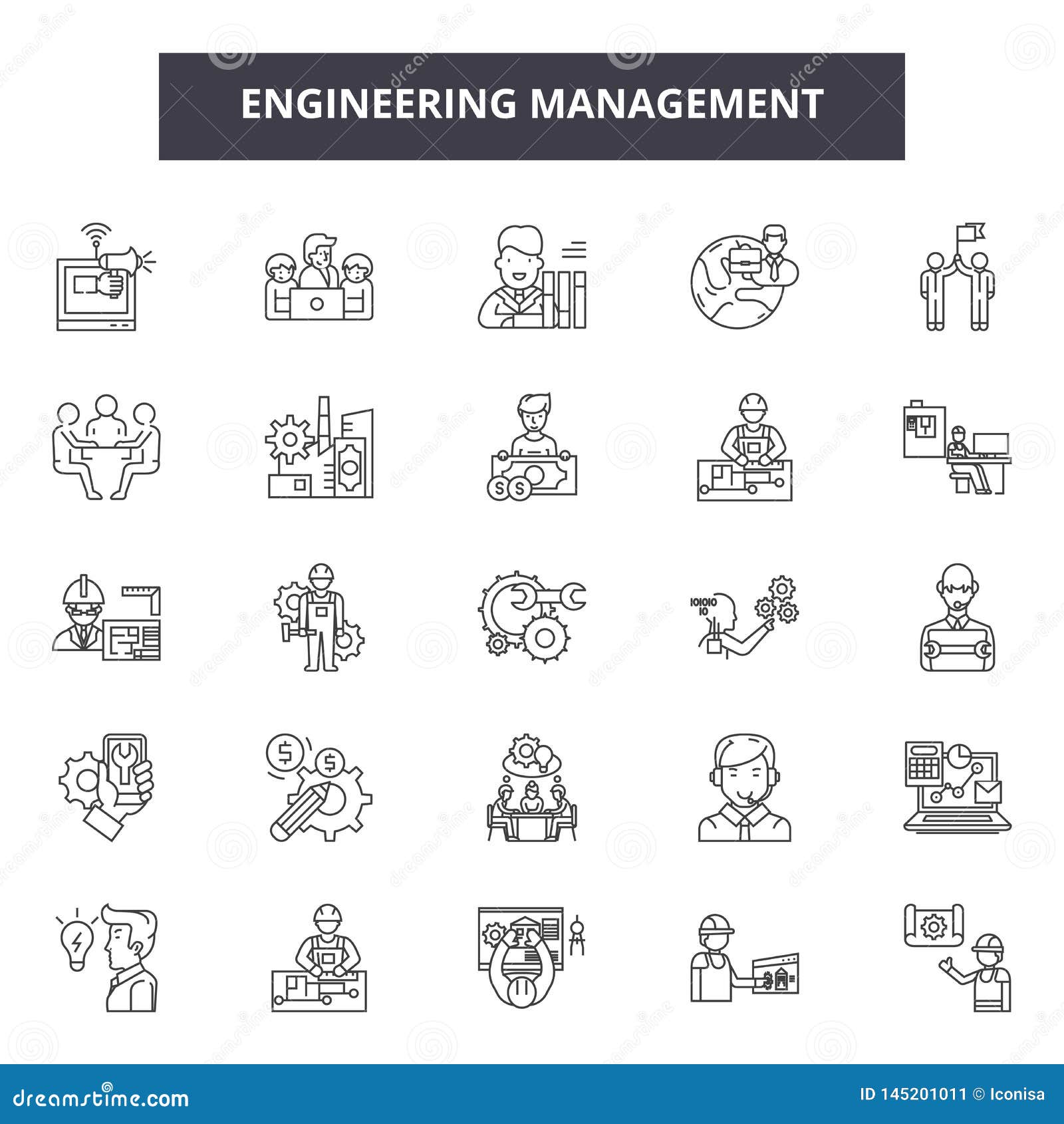 Engineering Management Line Icons, Signs, Vector Set, Outline ...