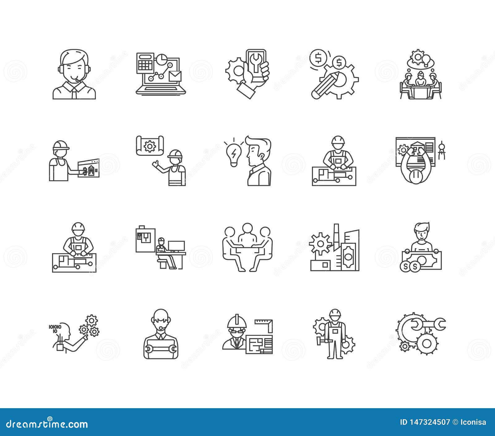 Engineering Management Line Icons, Signs, Vector Set, Outline ...
