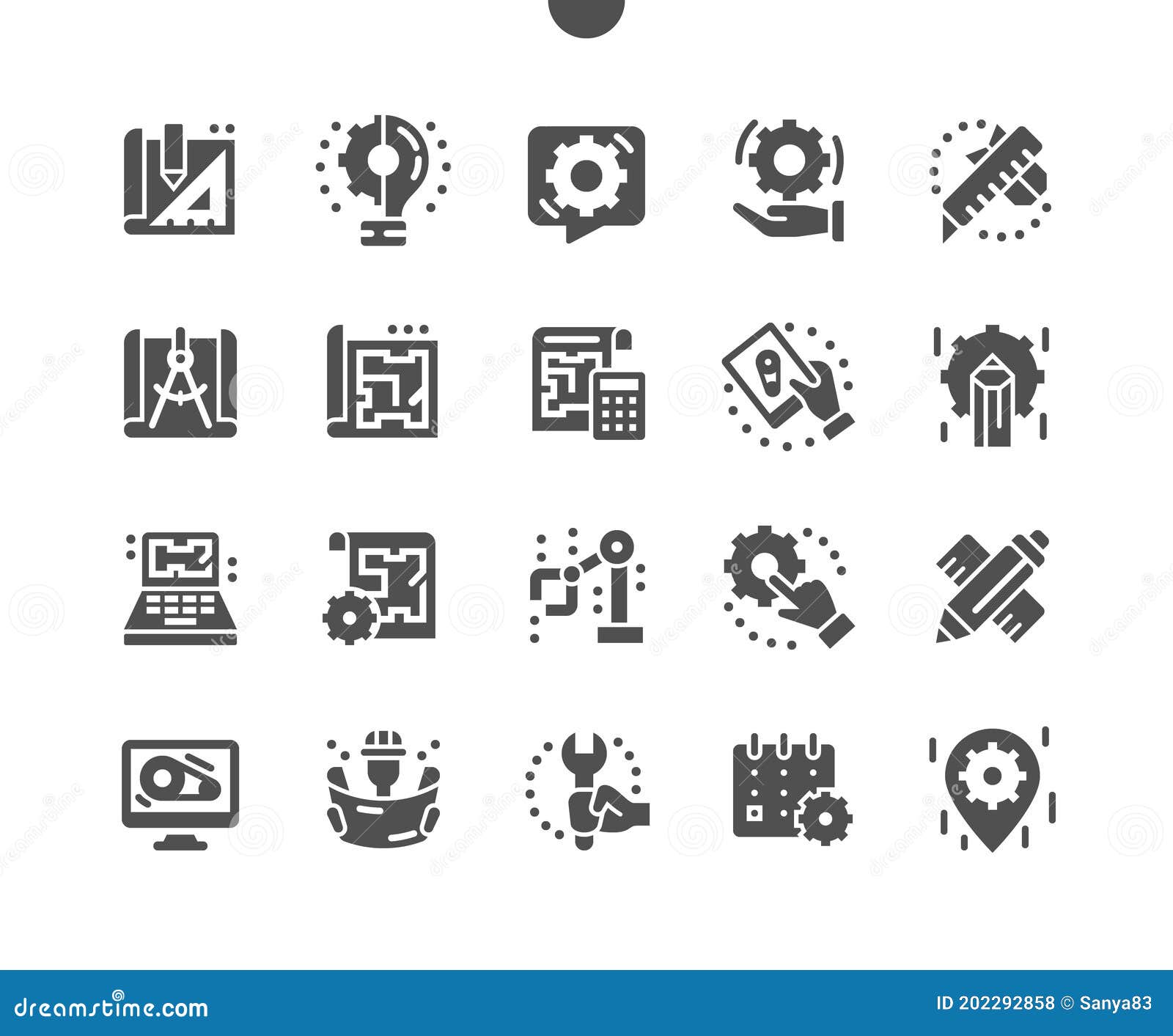 Engineering And Manufacturing Icon Set In Flat Style. Vector Symbols ...