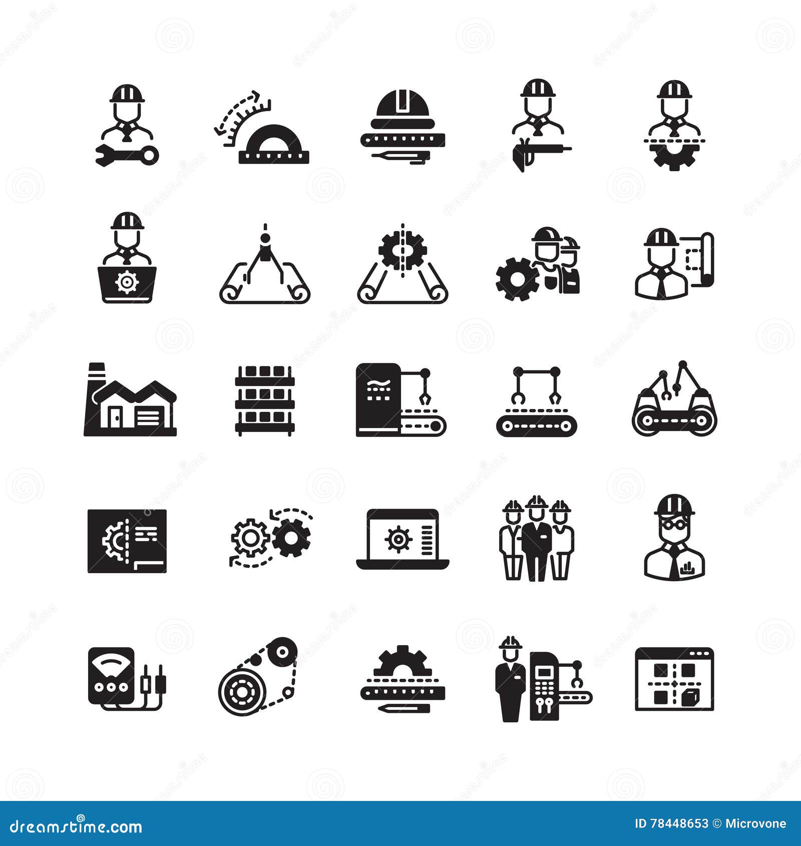 Engineering Manufacturing Industrial Vector Icon Set Stock Vector ...