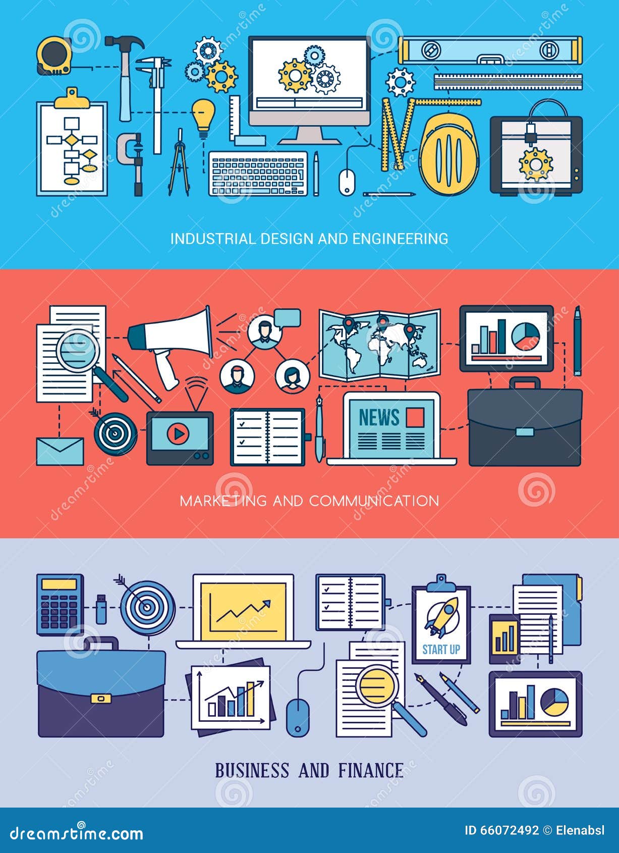 Engineering, Marketing and Business Banner Set Stock Vector ...