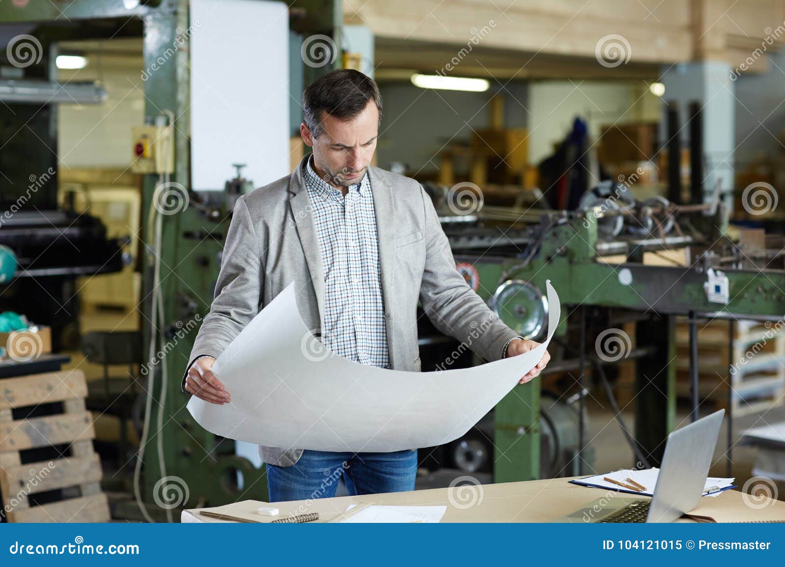 Master with blueprint stock image. Image of profession - 104121015
