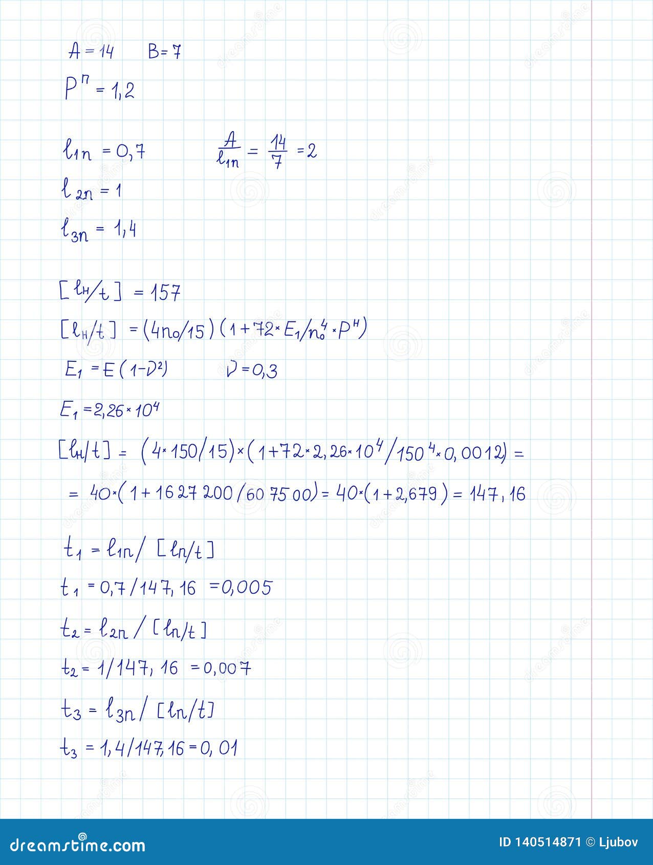 Engineering and Mathematics Equation and Calculations Handwritten on ...