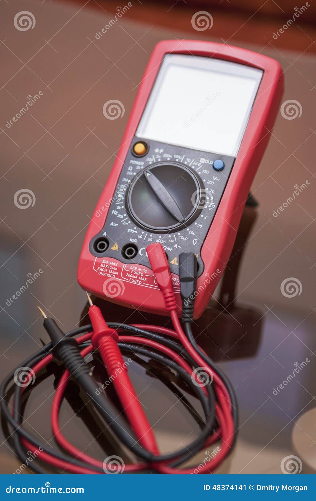 Engineering Measure Unit with Two Connected Probes of Red and Bl Stock ...