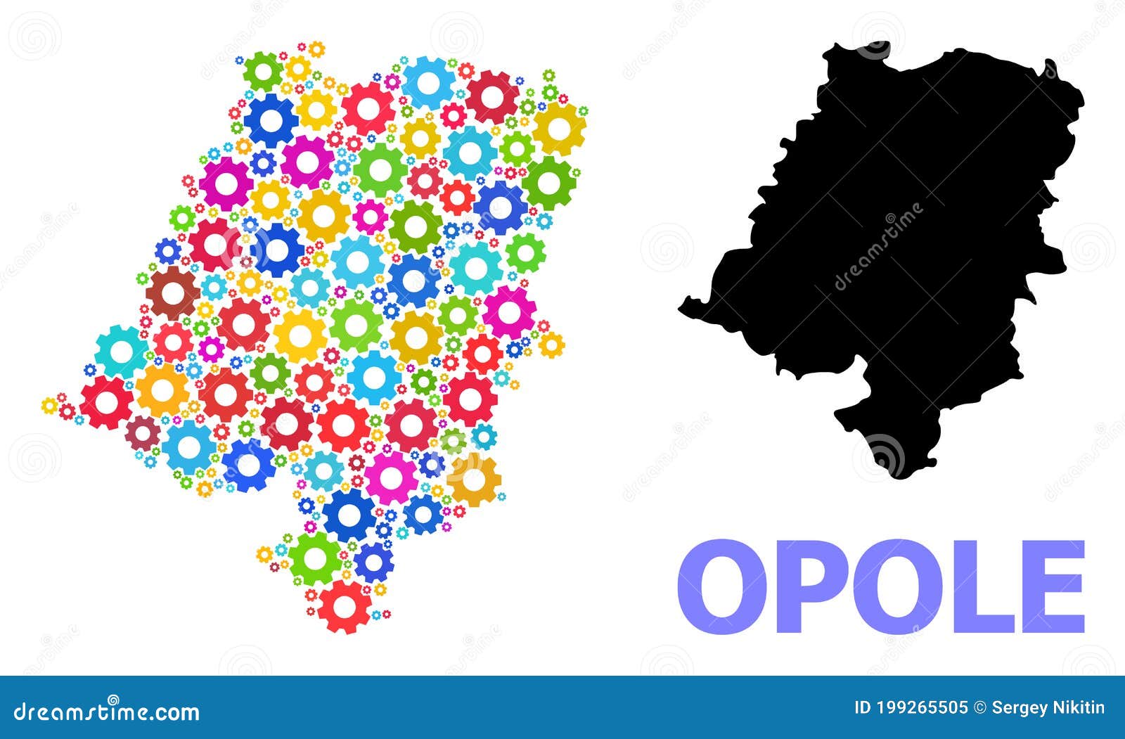 Engineering Mosaic Map of Opole Province with Bright Wheels Stock ...