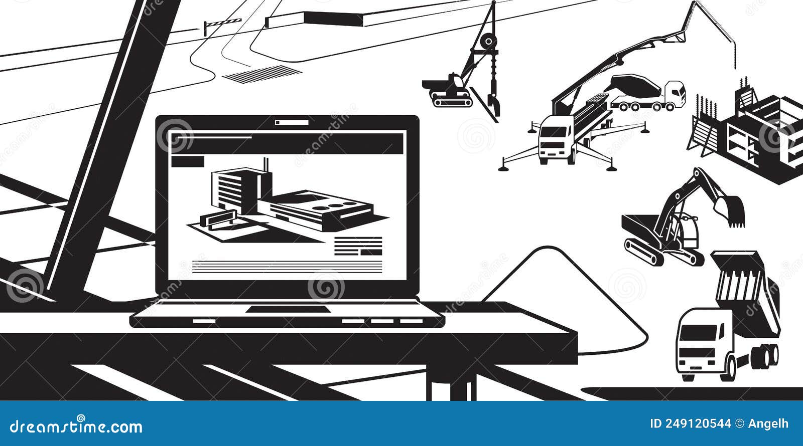 Engineering of New Industrial Building Stock Vector - Illustration of ...