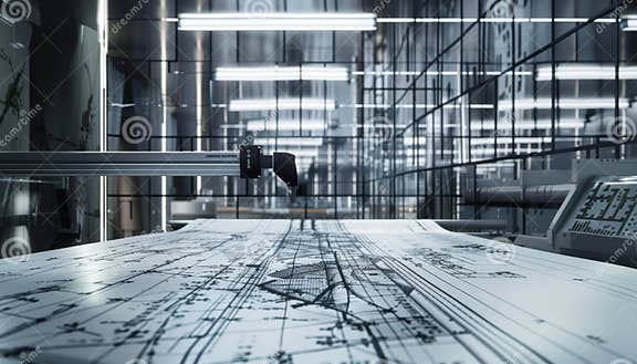 Engineering Office Using Large Format Plotter for Wide Design ...