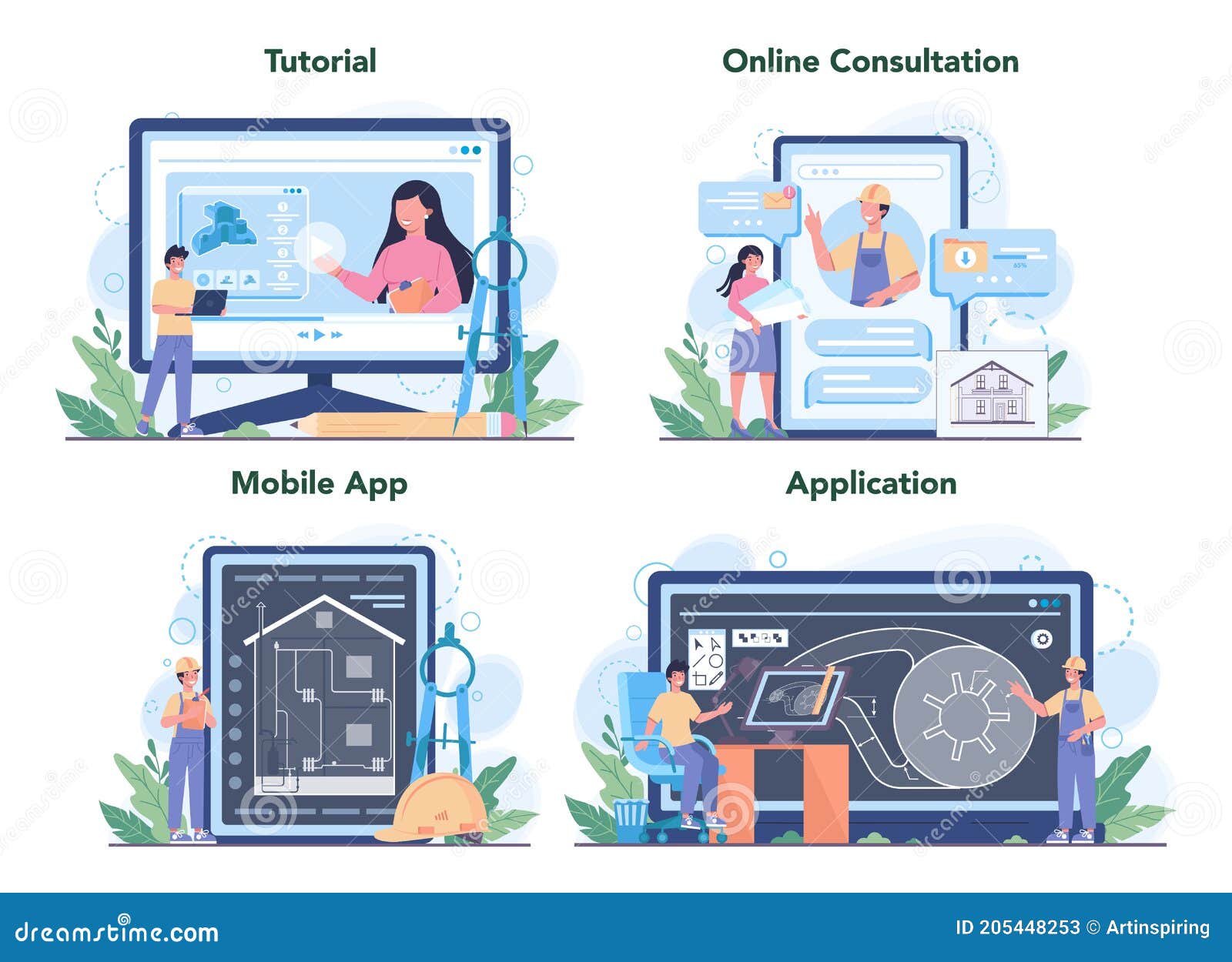 Engineering Online Service or Platform Set. Technology and Science ...