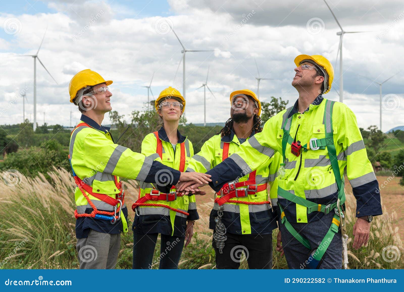 Engineering People are Meeting at Electrical Turbines Field ...
