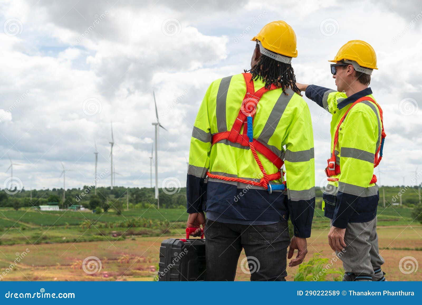 Engineering People are Meeting at Electrical Turbines Field ...