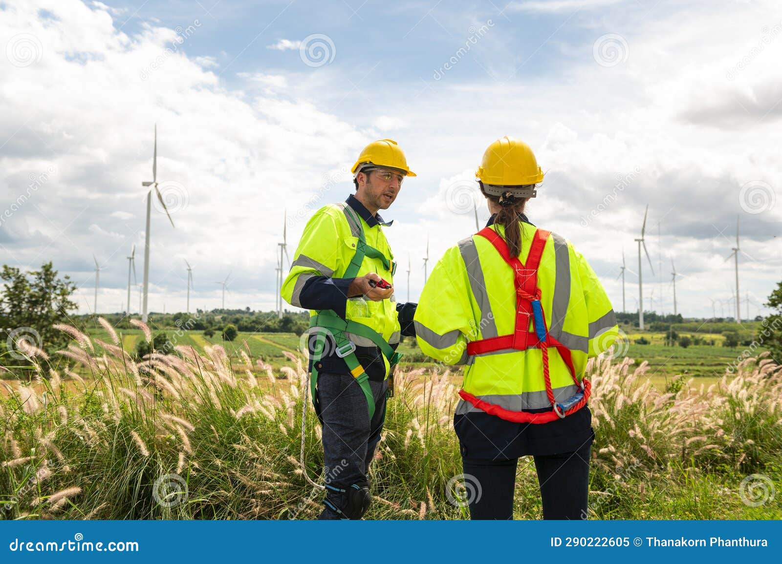 Engineering People are Meeting at Electrical Turbines Field ...
