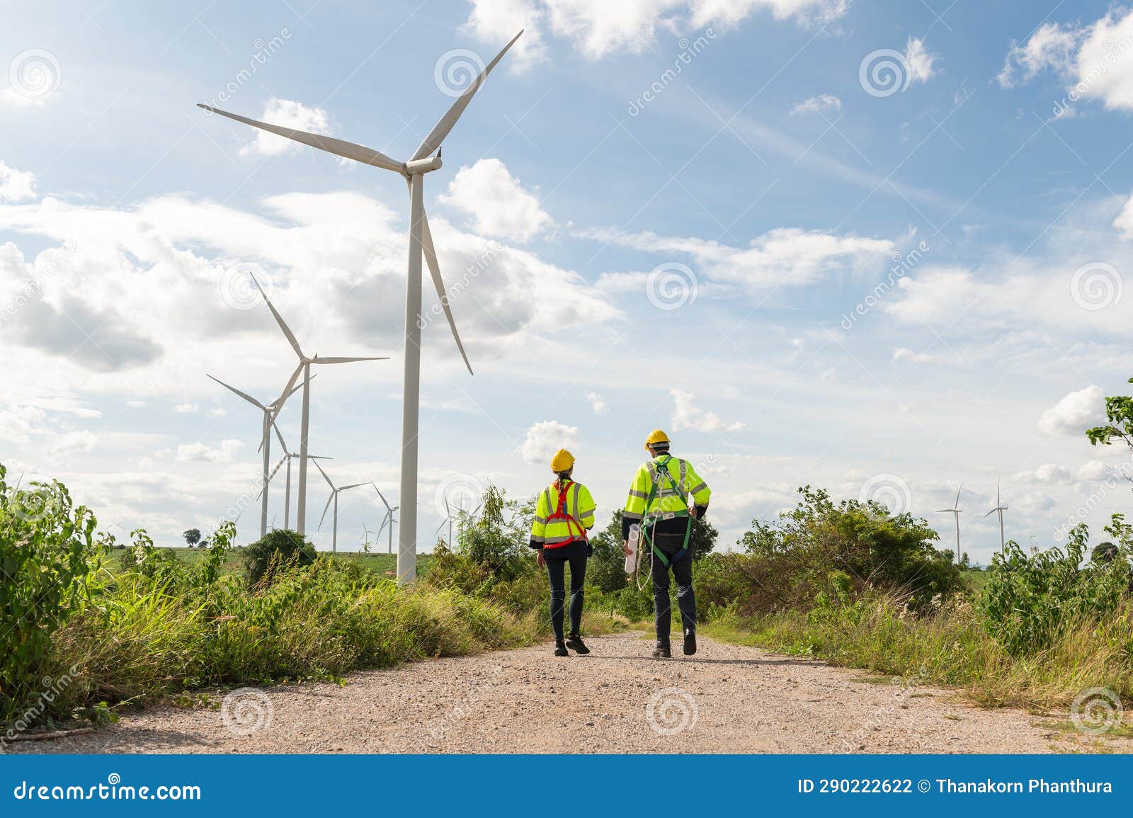 Engineering People are Meeting at Electrical Turbines Field ...