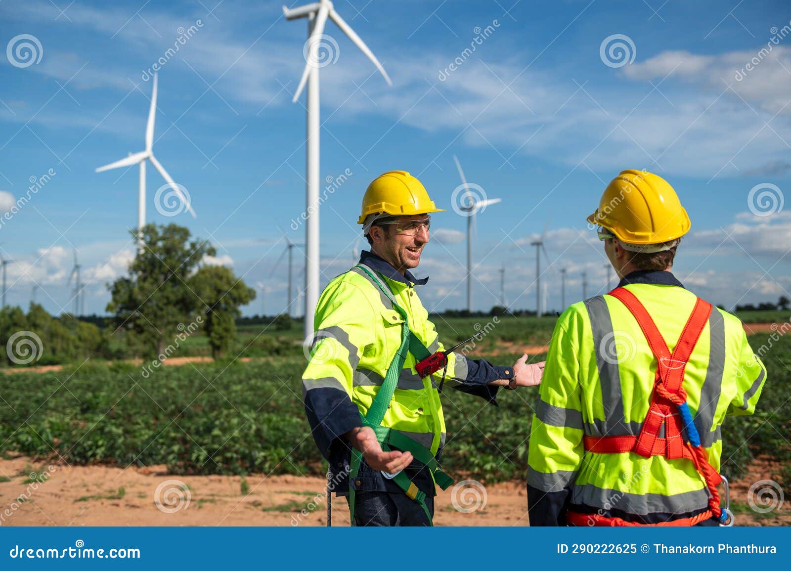 Engineering People are Meeting at Electrical Turbines Field ...
