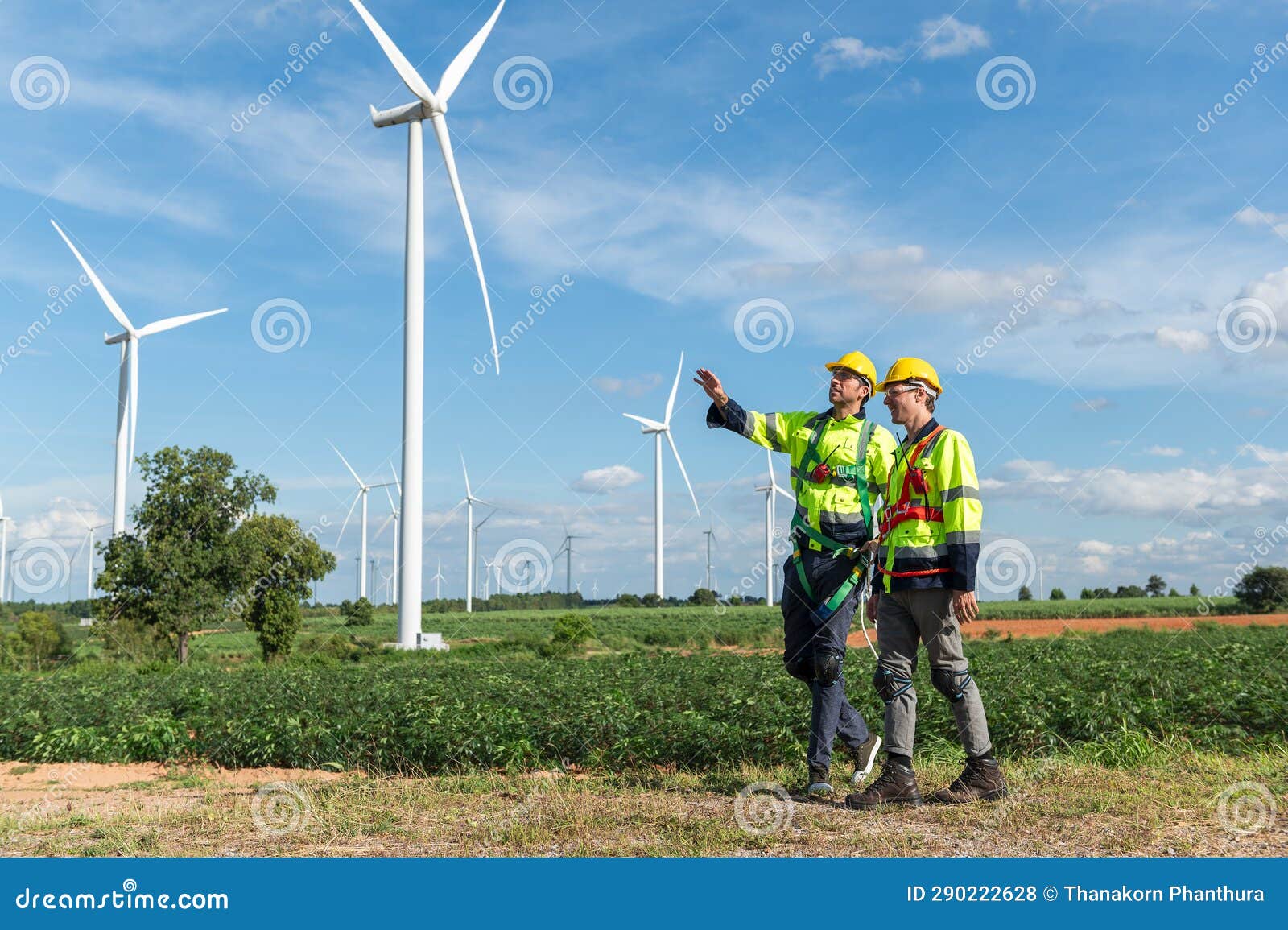 Engineering People are Meeting at Electrical Turbines Field ...