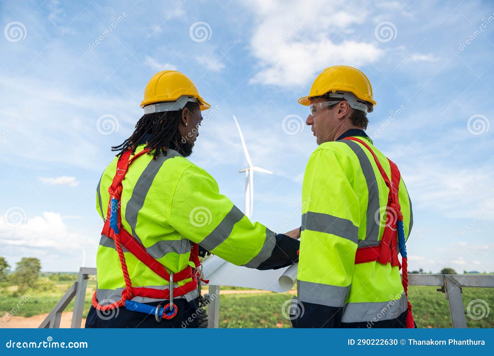 Engineering People are Meeting at Electrical Turbines Field ...