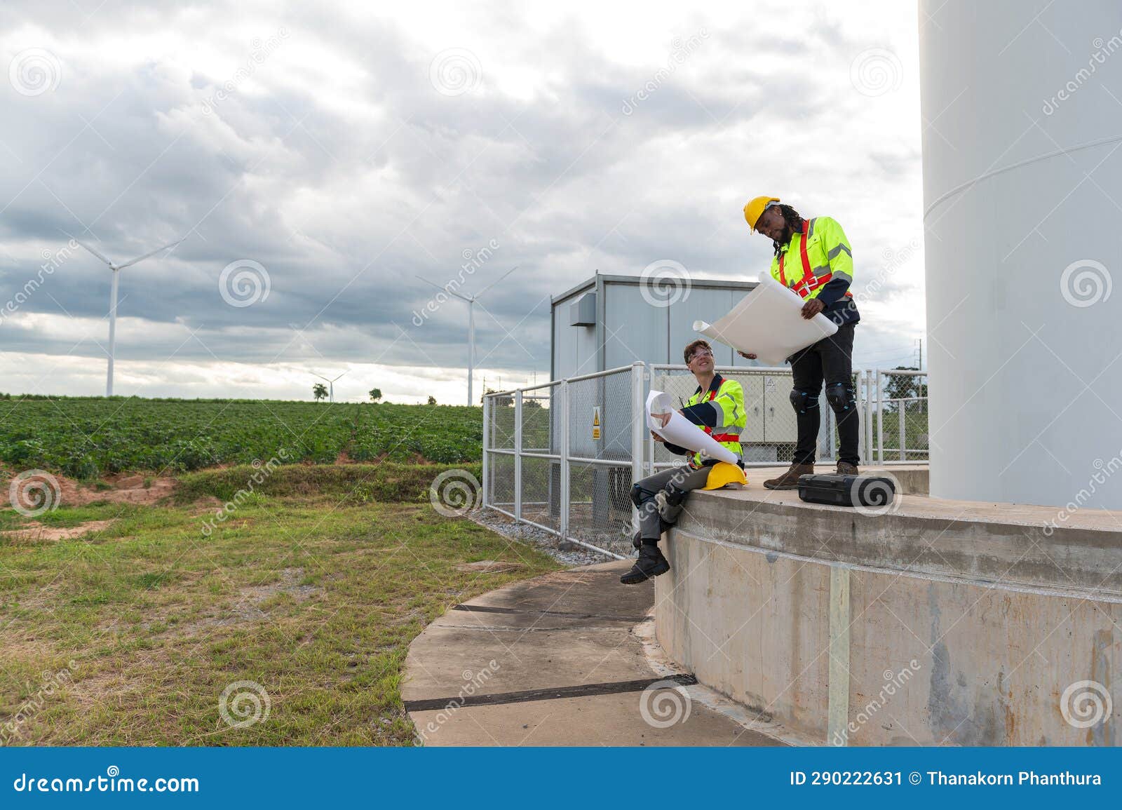 Engineering People are Meeting at Electrical Turbines Field ...