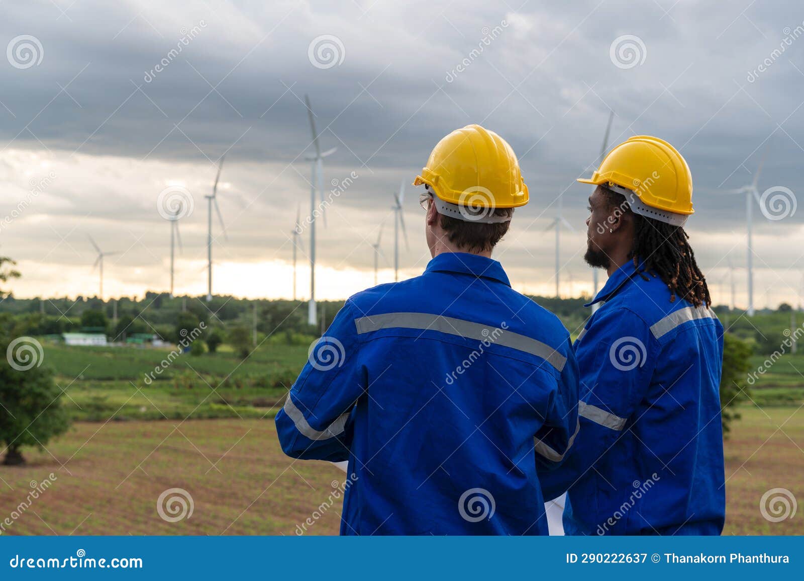 Engineering People are Meeting at Electrical Turbines Field ...
