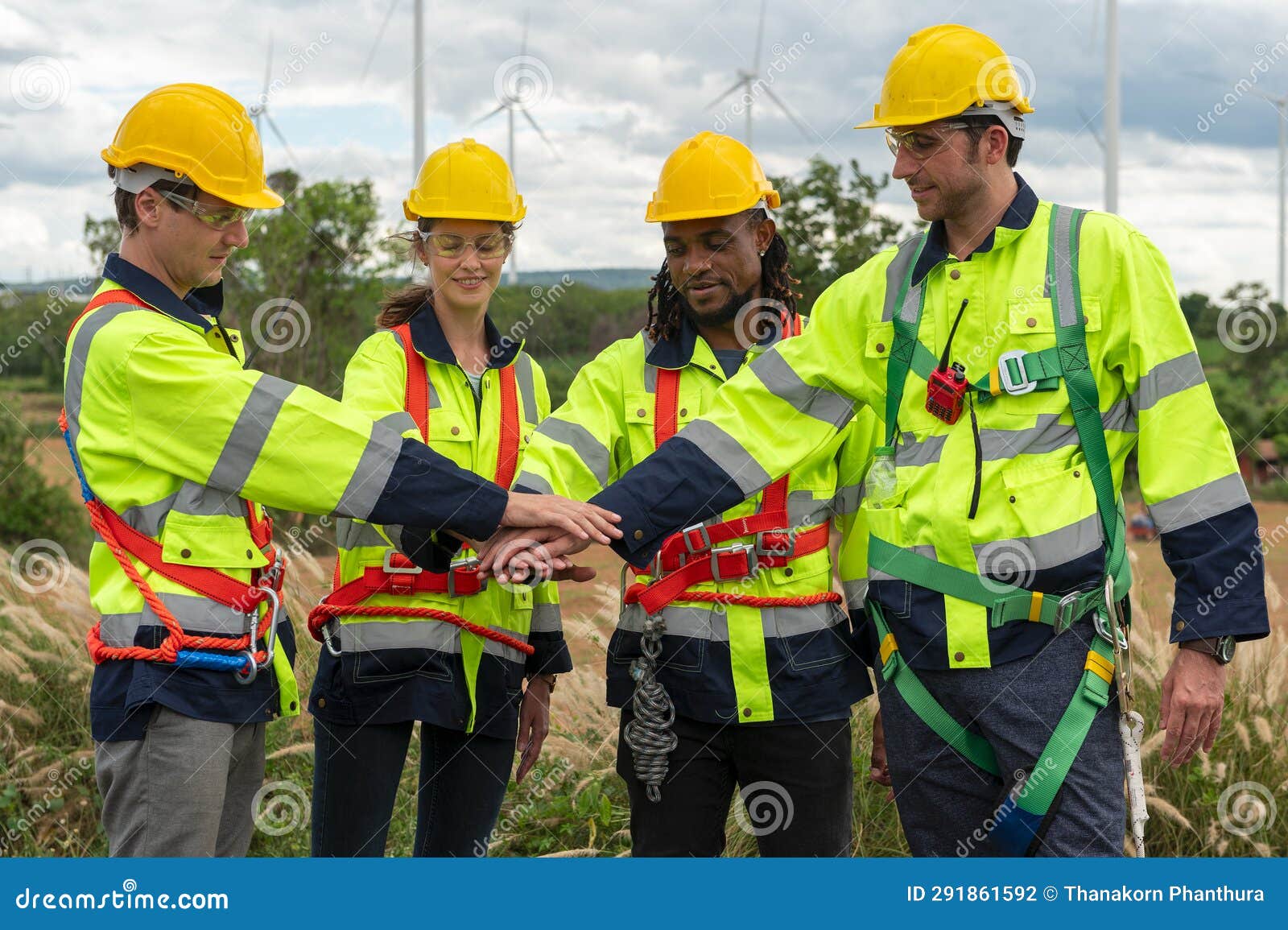 Engineering People are Meeting at Electrical Turbines Field ...