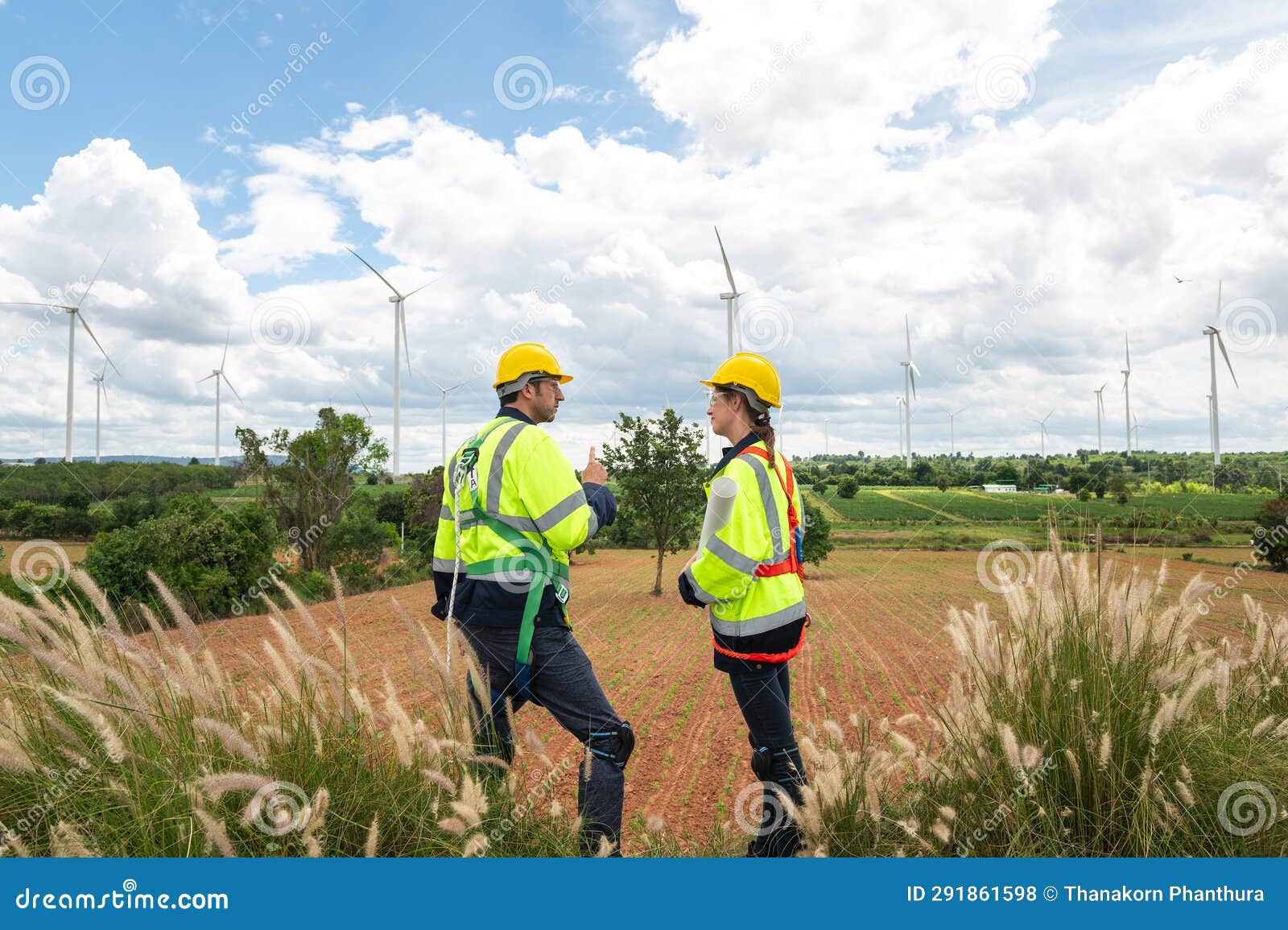 Engineering People are Meeting at Electrical Turbines Field ...
