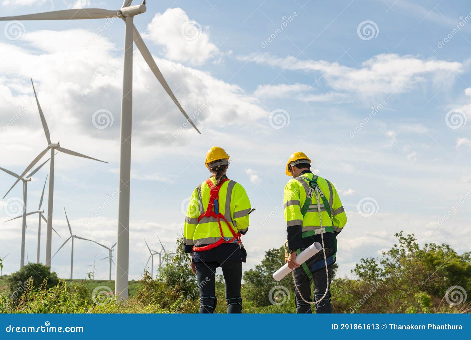 Engineering People are Meeting at Electrical Turbines Field ...