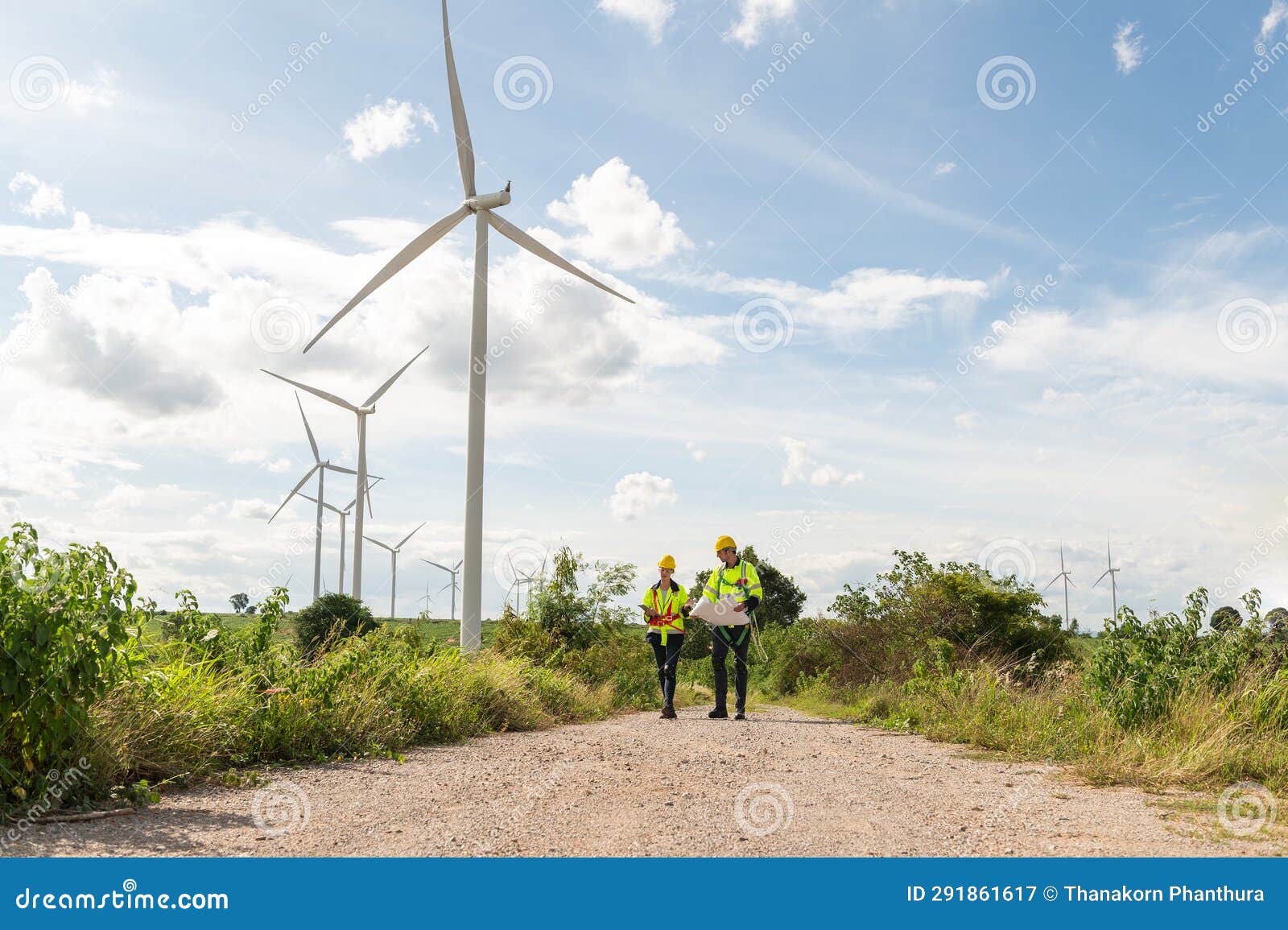 Engineering People are Meeting at Electrical Turbines Field ...