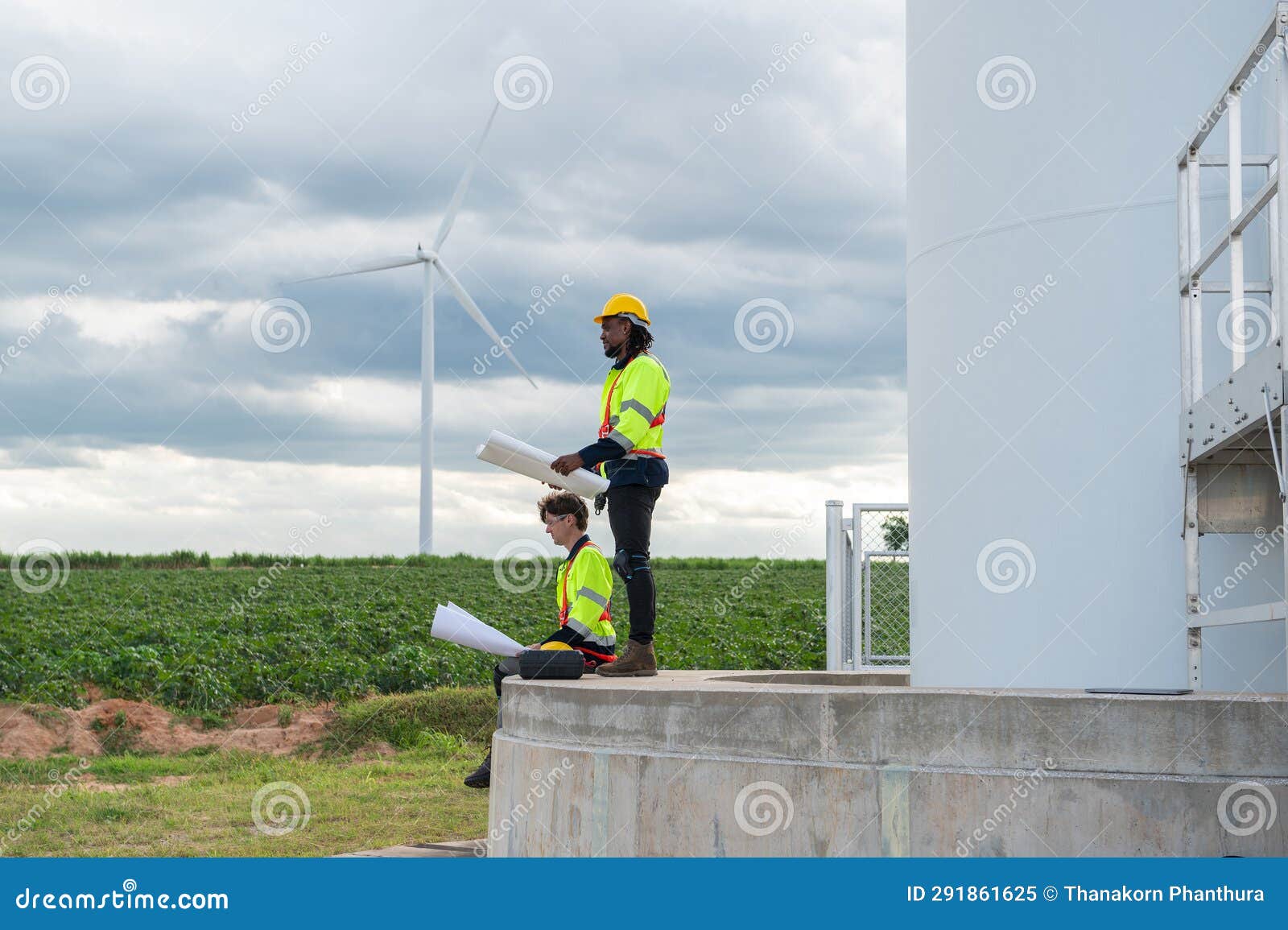 Engineering People are Meeting at Electrical Turbines Field ...