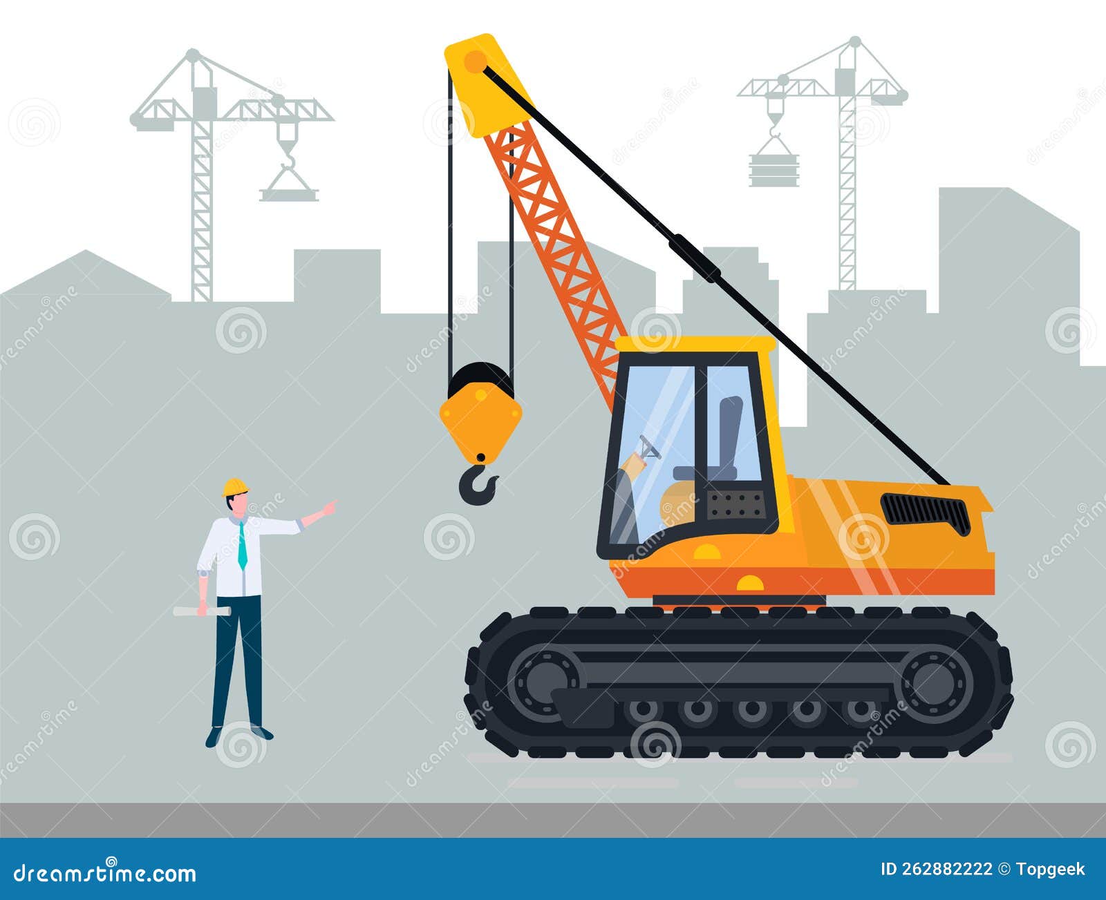 Engineering Place, Mobile Crane and Jenny Vector Stock Vector ...