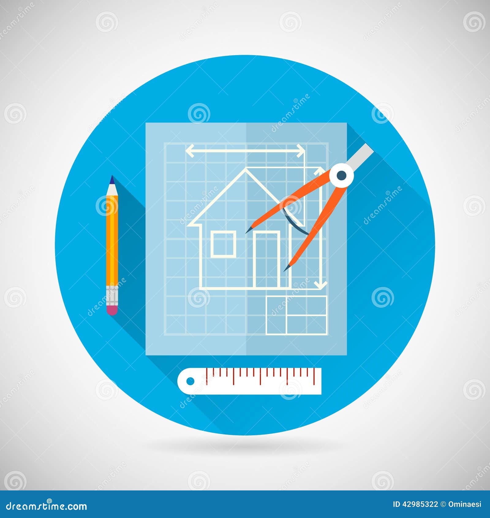 Engineering Planning Symbol Blueprint and Compass Stock Vector ...
