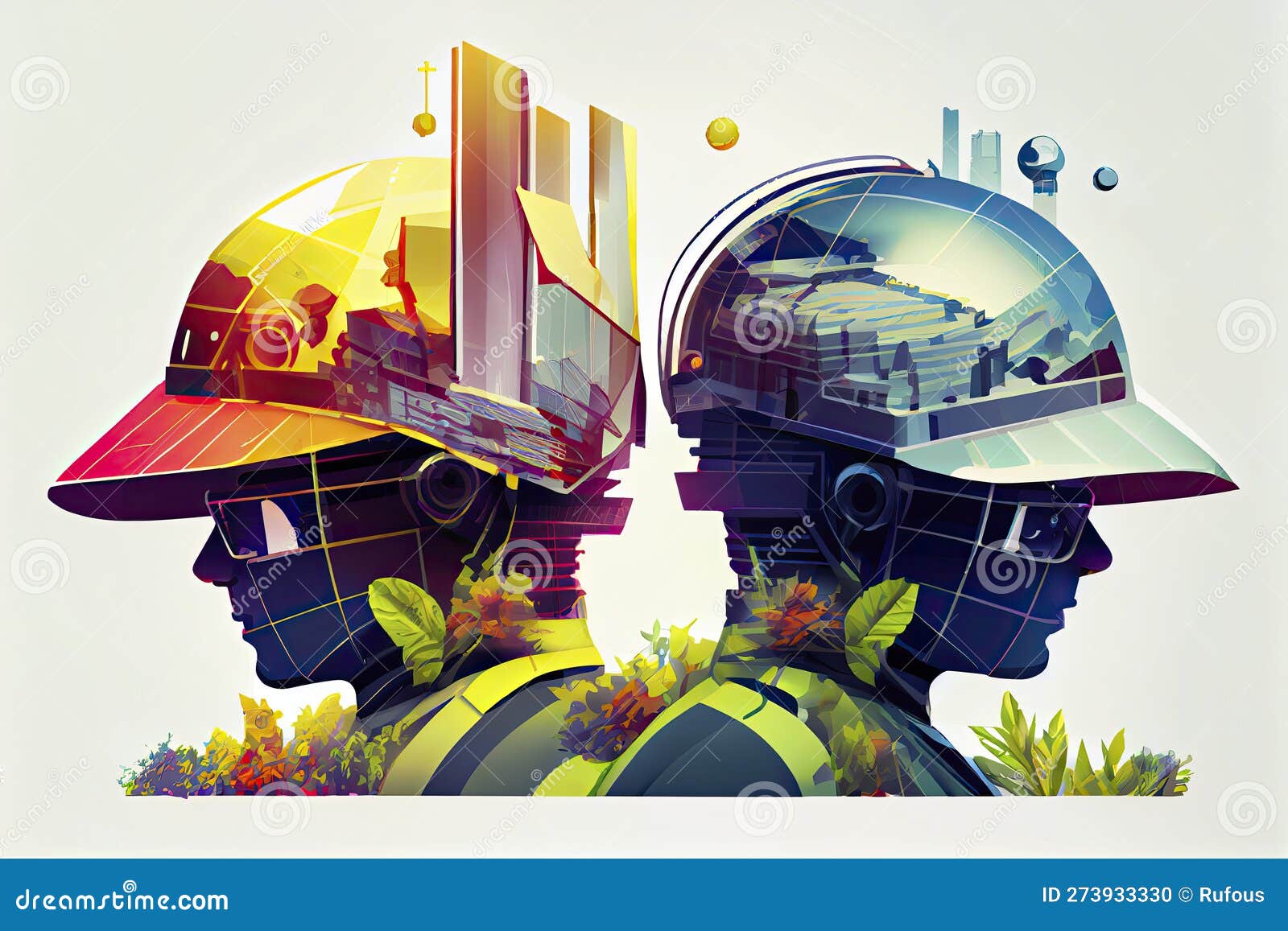 Engineering Portrait Engineer Wearing Helmet with Wondrous Double ...