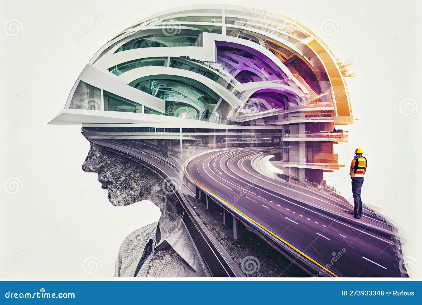 Engineering Portrait Engineer Wearing Helmet with Wondrous Double ...