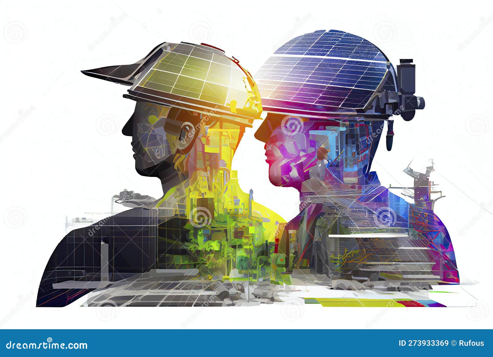 Engineering Portrait Engineer Wearing Helmet with Wondrous Double ...