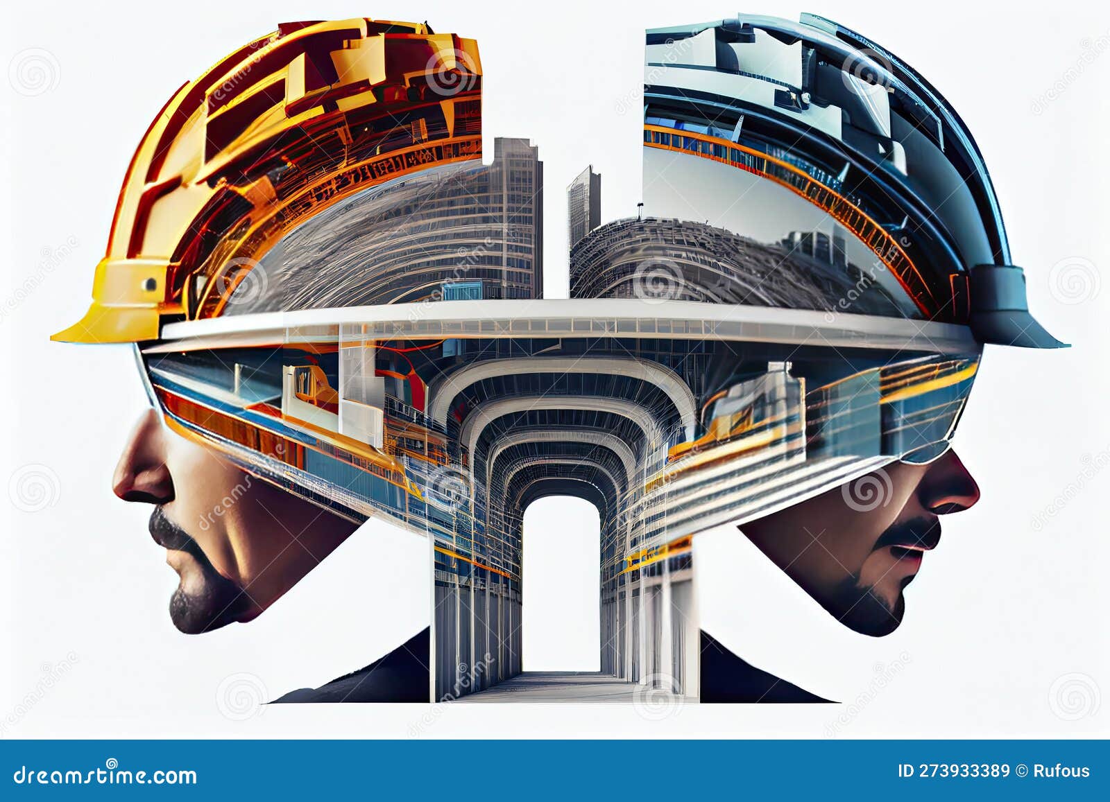 Engineering Portrait Engineer Wearing Helmet with Wondrous Double ...