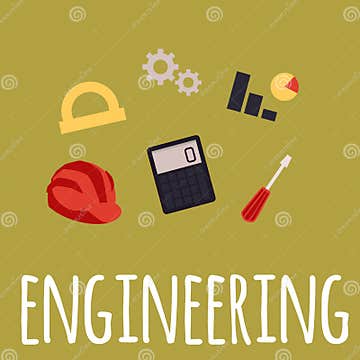 Engineering Poster with Engineer Work Tools and Calculating Equipment ...