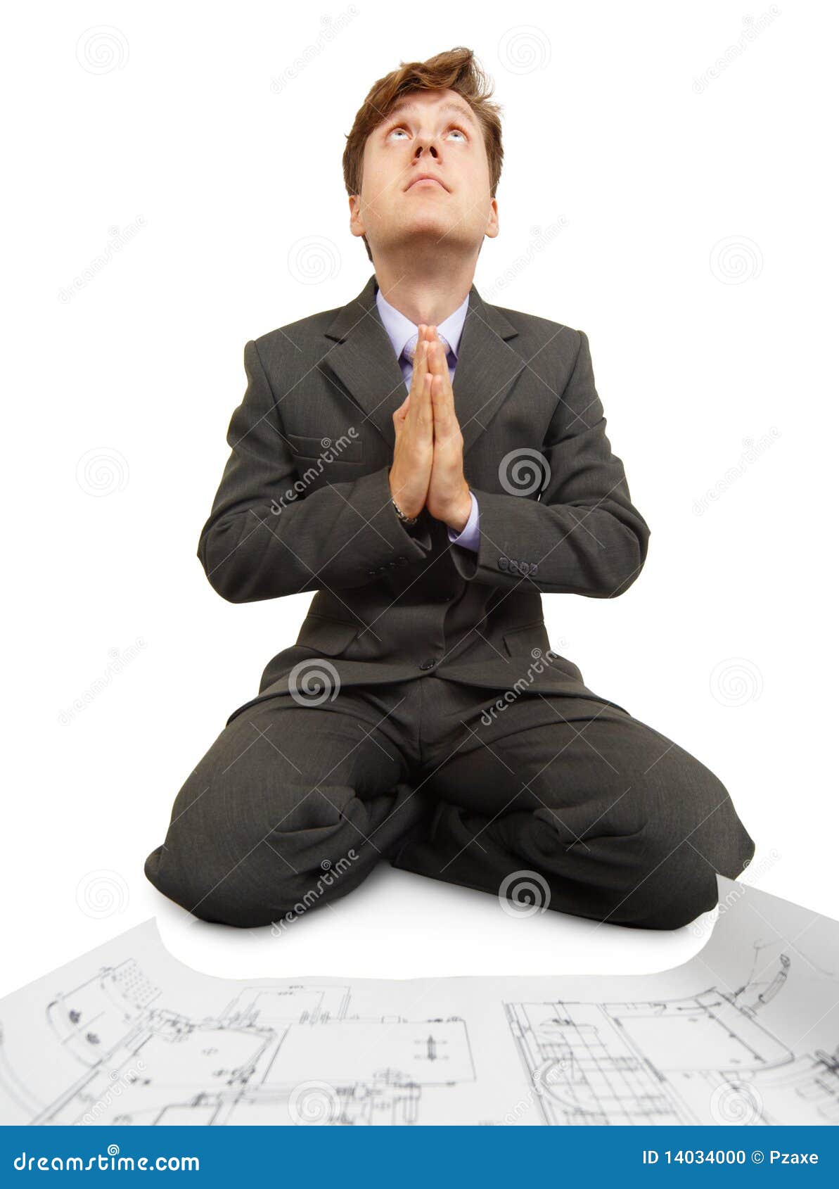 Engineering Prays To Technology God on Knees Stock Photo - Image of ...