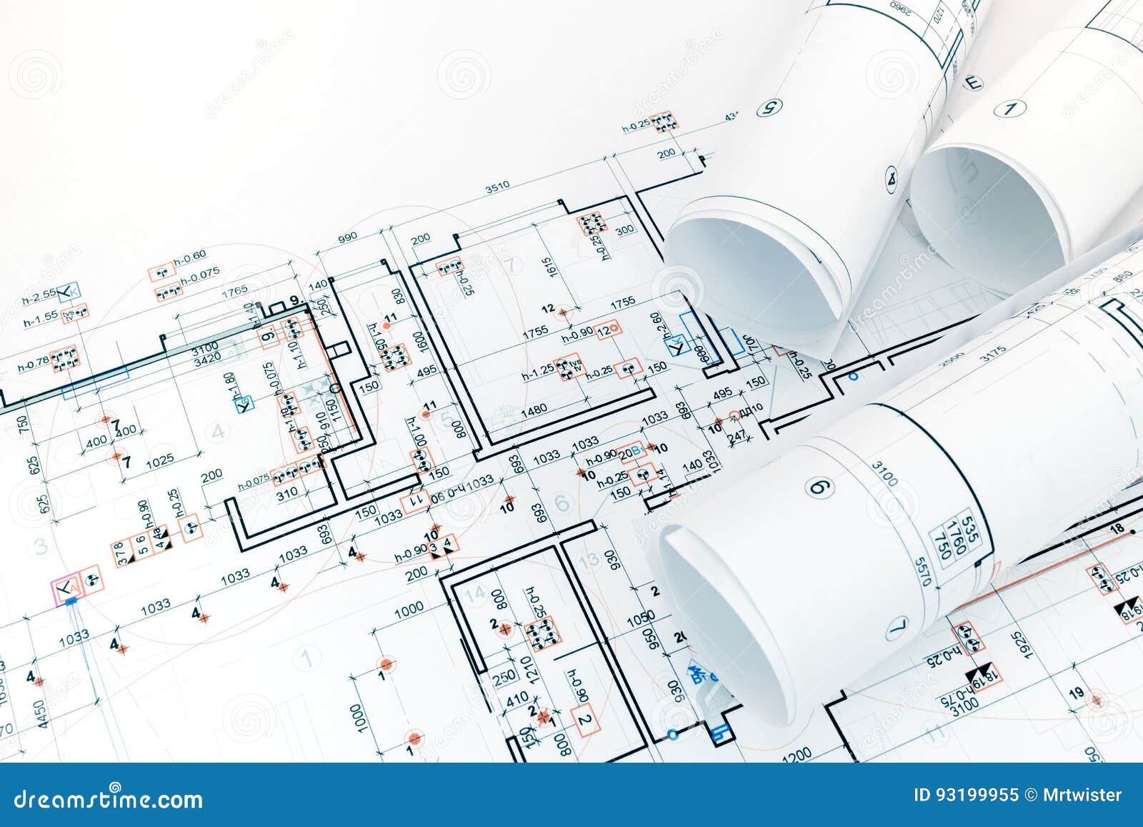 Engineering Project for Electric Lights Layout in Apartment Stock Image ...