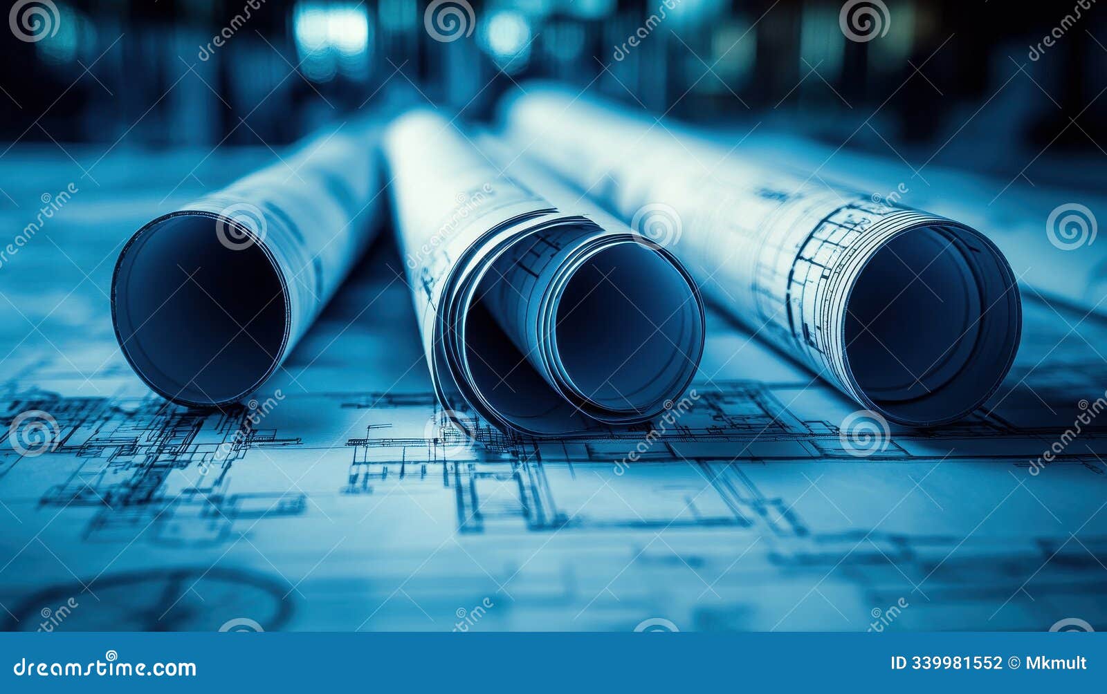 Engineering Project Management Plans are Rolled on Blueprints in a Well ...