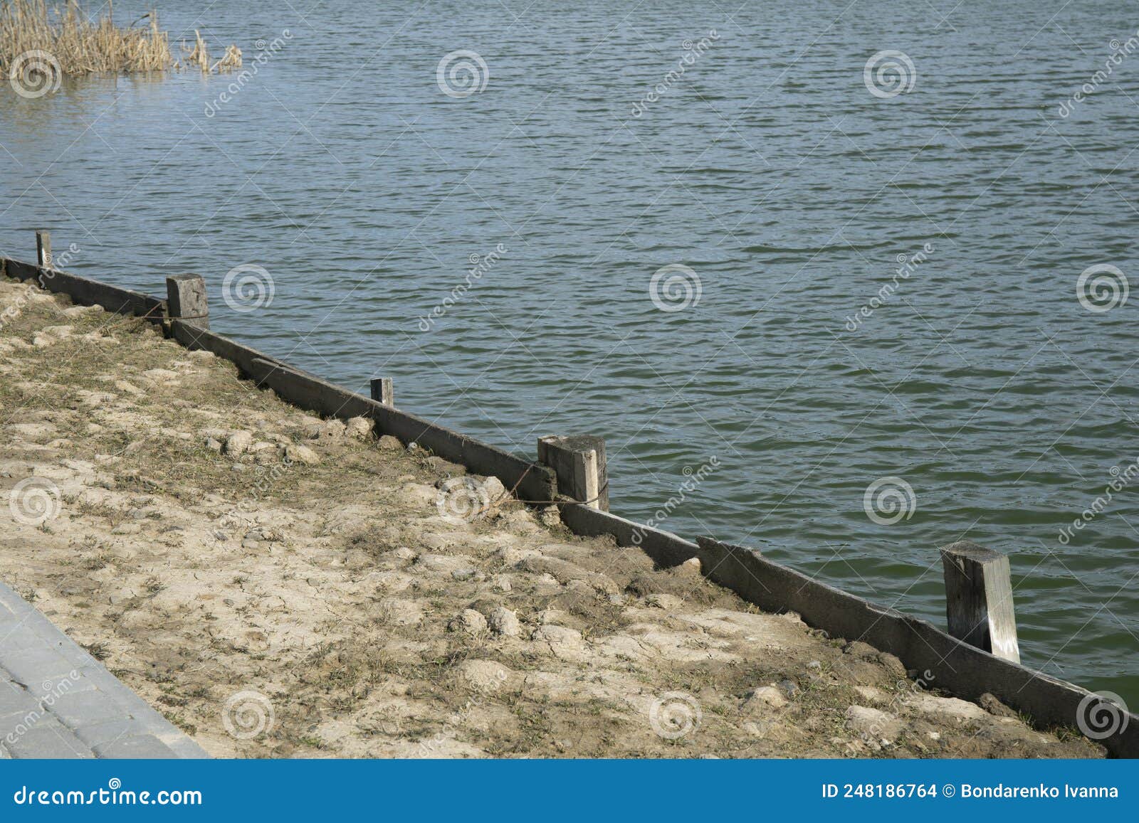 Engineering Protection of Lake Shores from Landslides Stock Photo ...