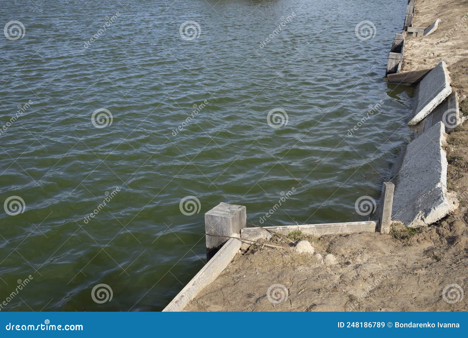 Engineering Protection of Lake Shores from Landslides Stock Image ...