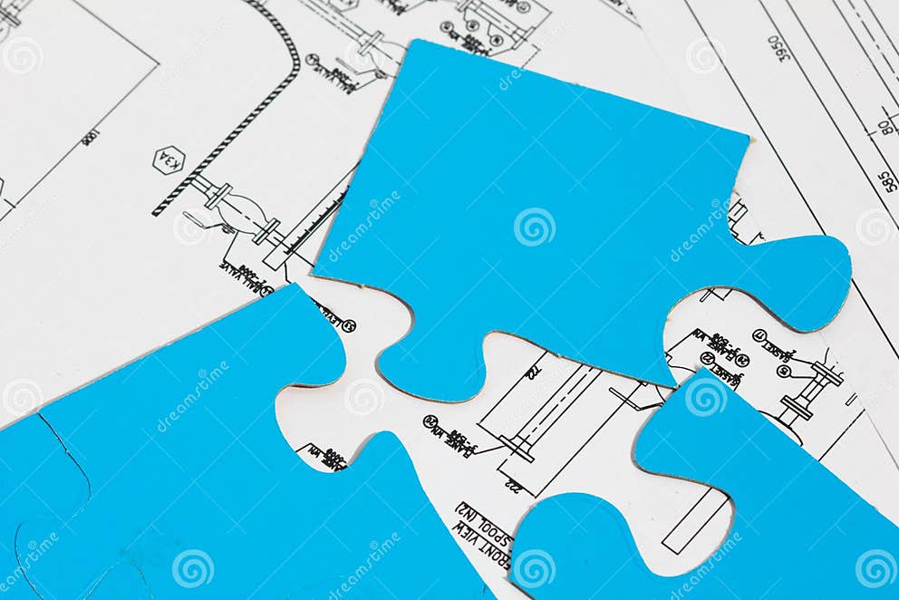 Engineering puzzle. stock image. Image of design, blue - 21420143