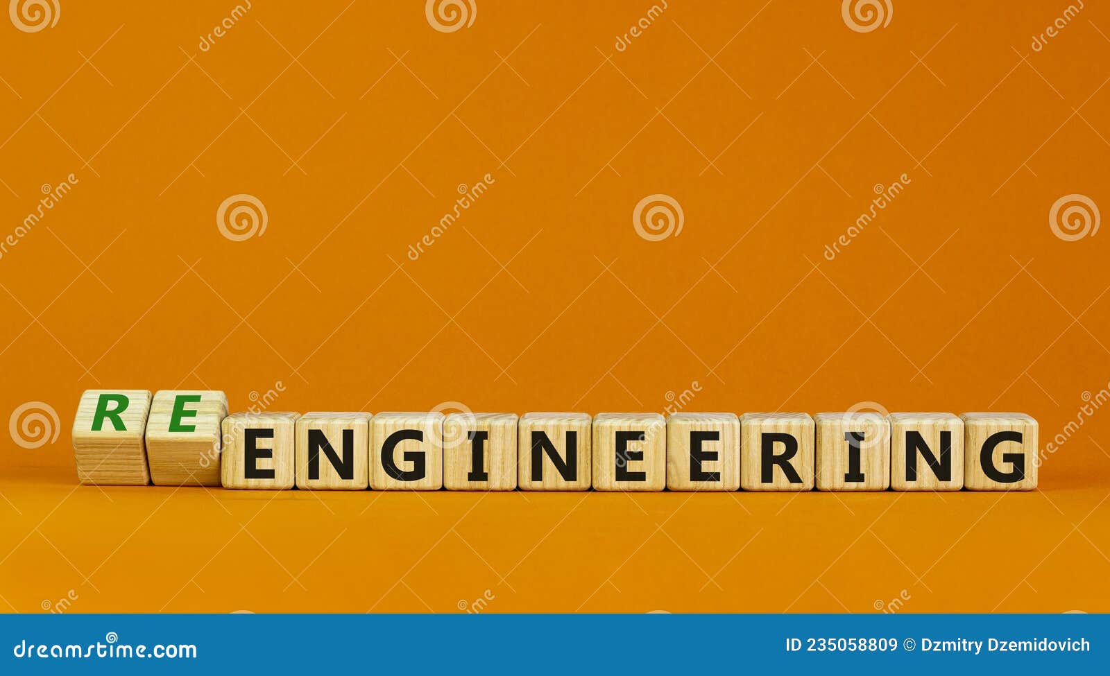 Engineering or Reengineering Symbol. Turned Cubes and Changed Words ...