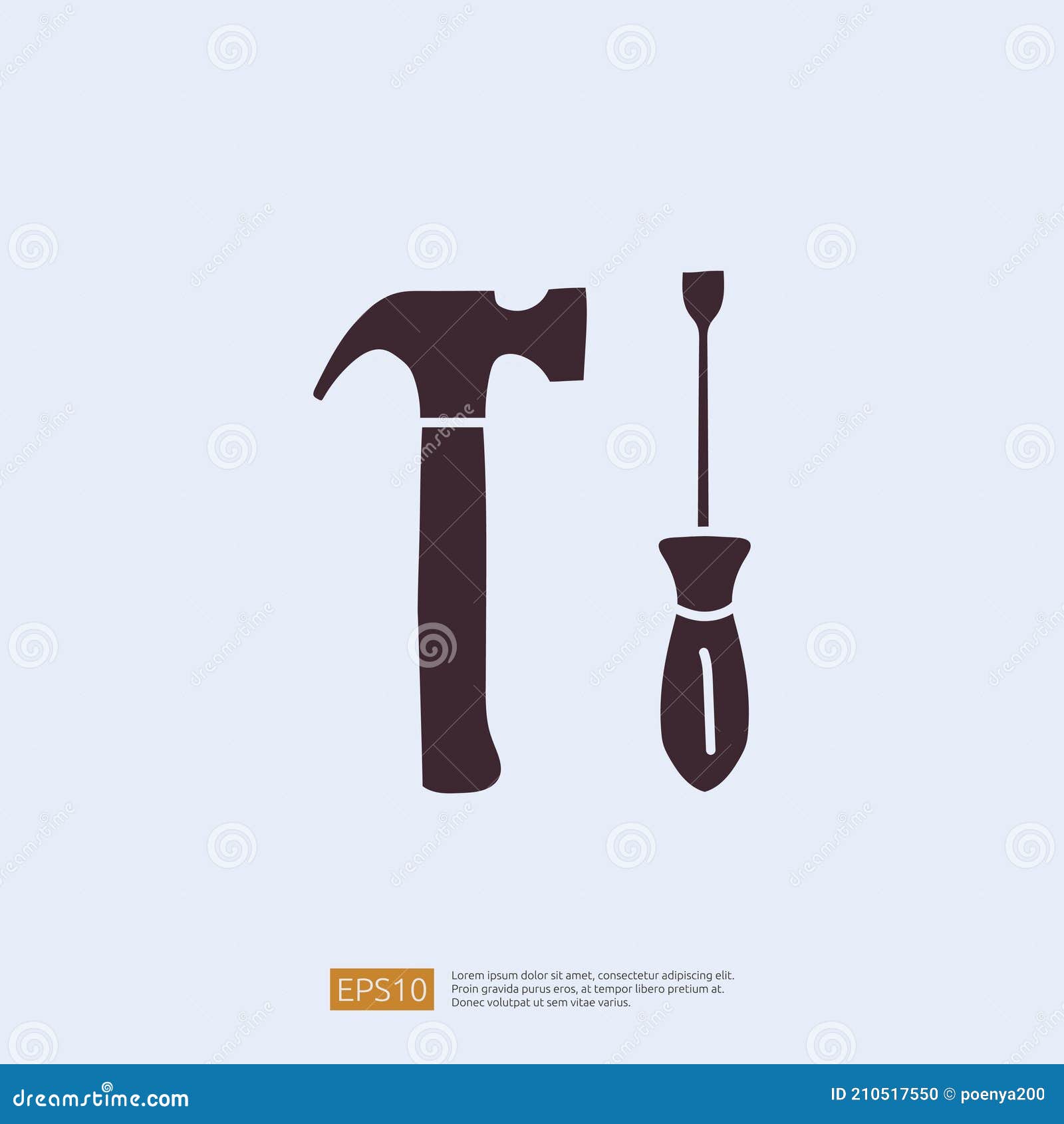 Engineering Related Concept Doodle Icon with Hammer and Screw ...