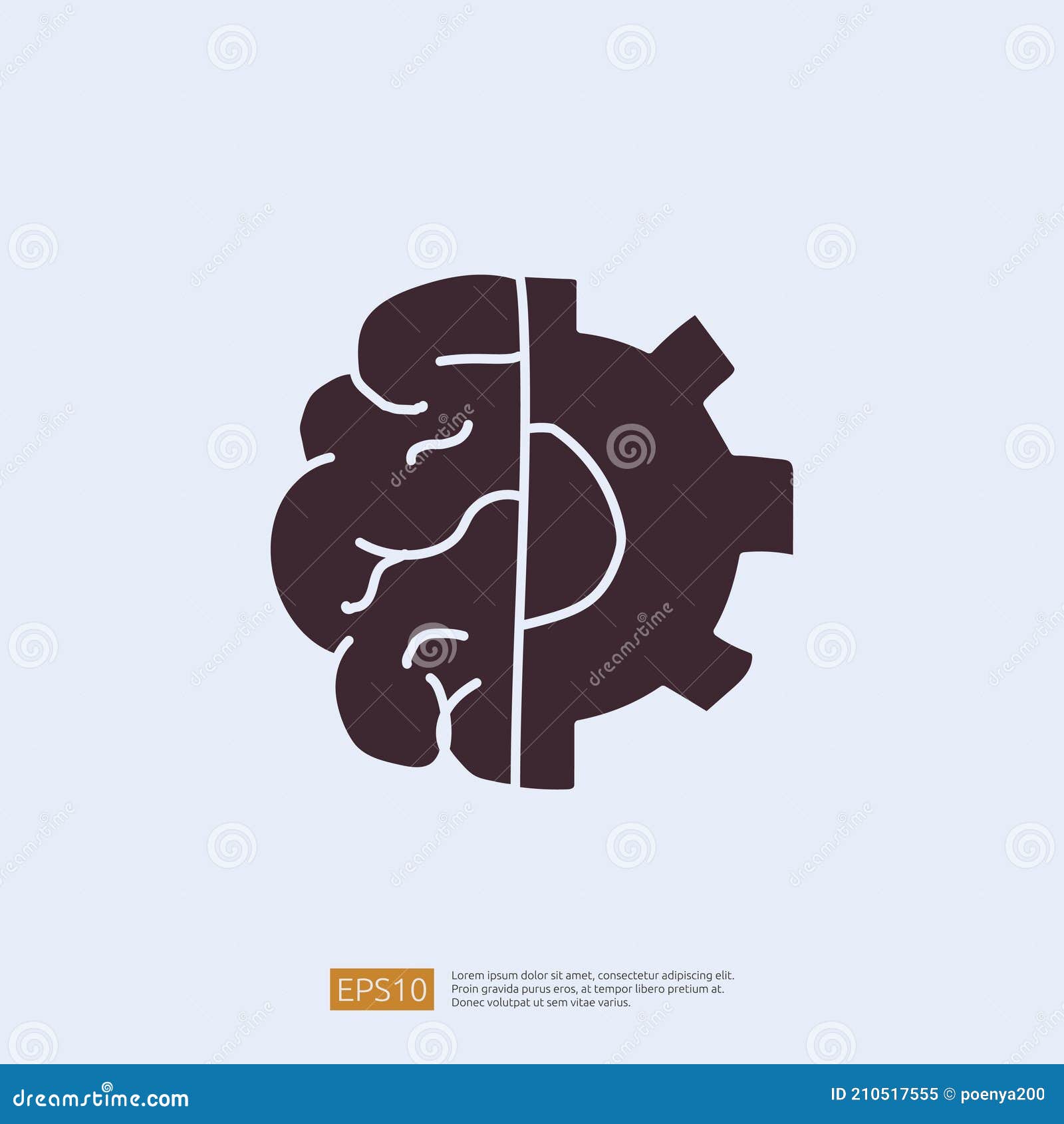 Engineering Related Doodle with Brain and Gear Symbol. Artificial ...
