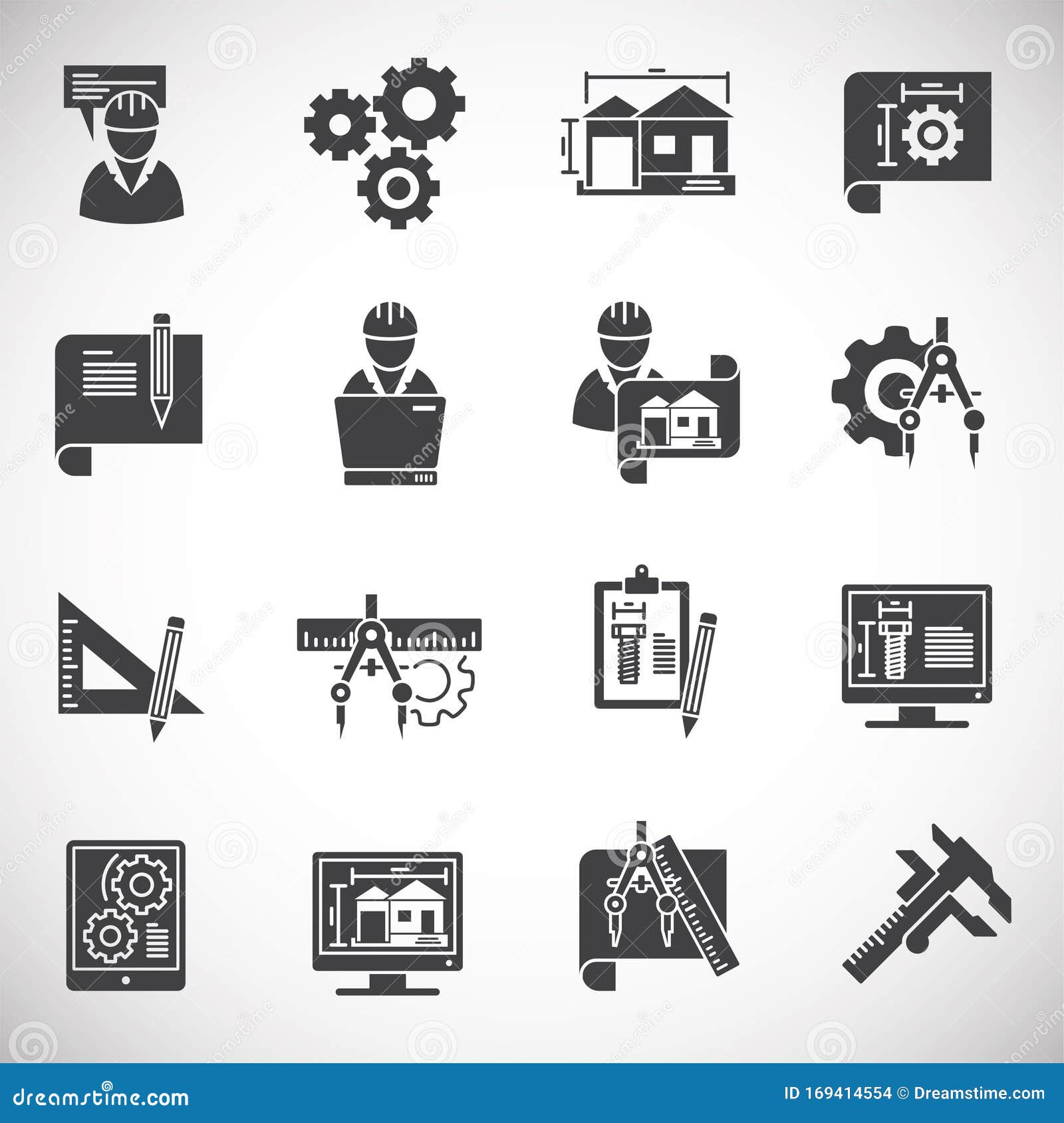 Engineering Related Icons Set on Background for Graphic and Web Design ...