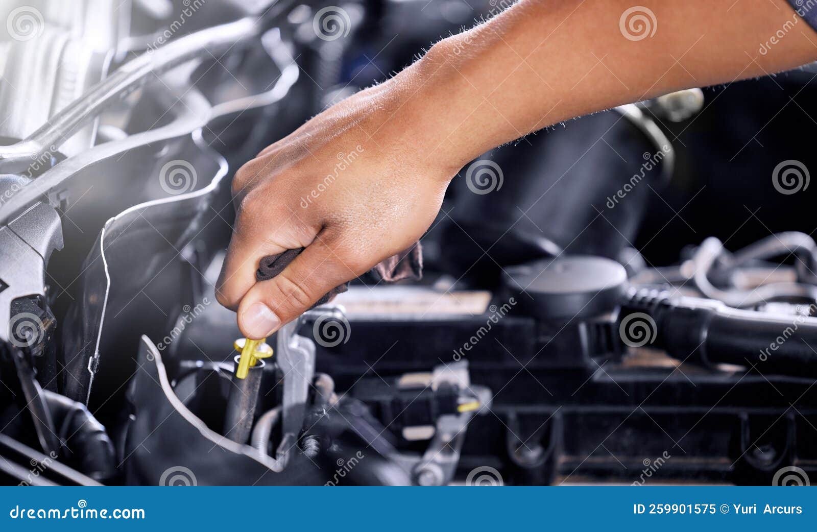 Engineering, Repair and Mechanic Working on a Car, Doing a Service and ...