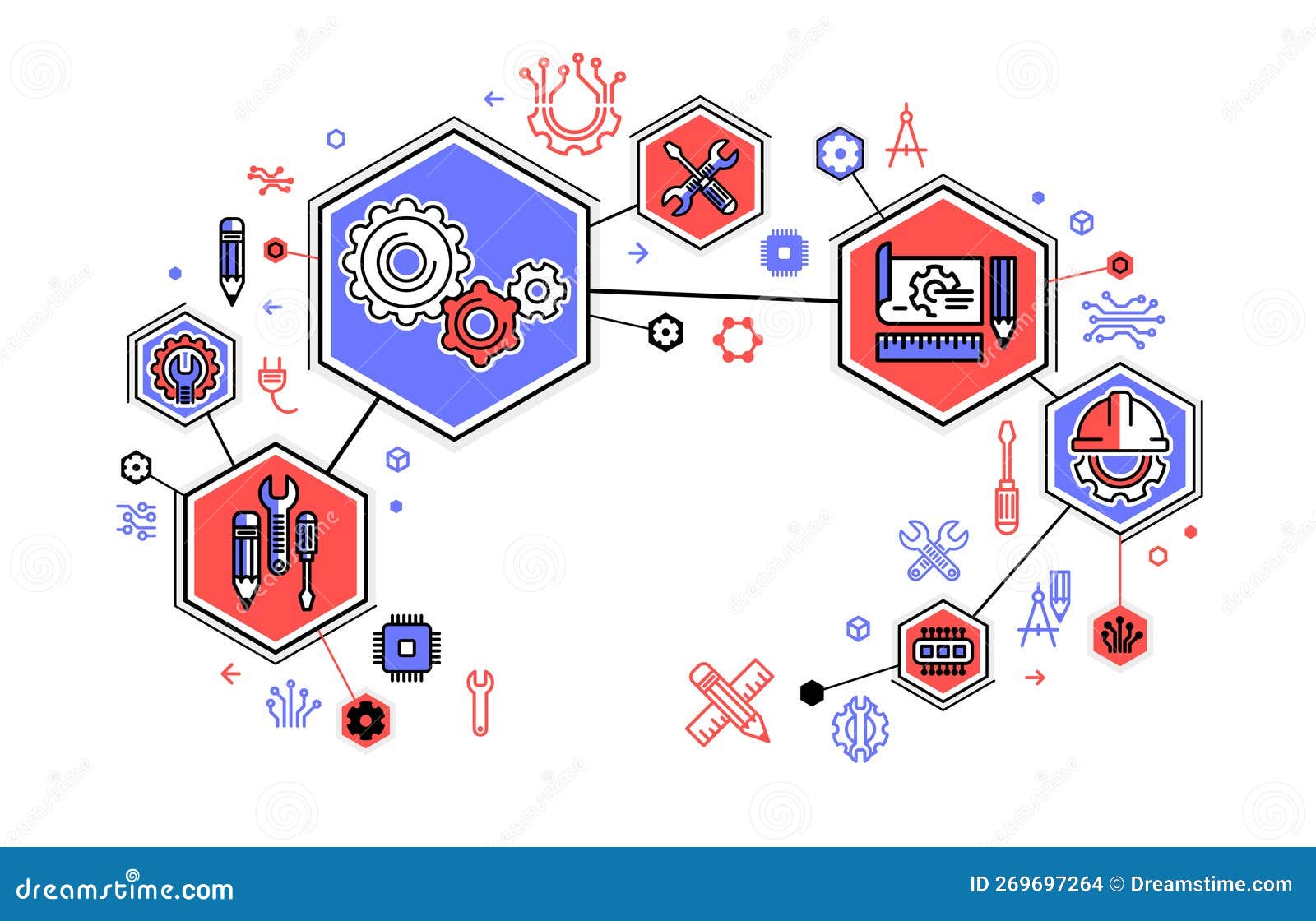 Engineering and Repairing Some Technology System Vector Illustration ...