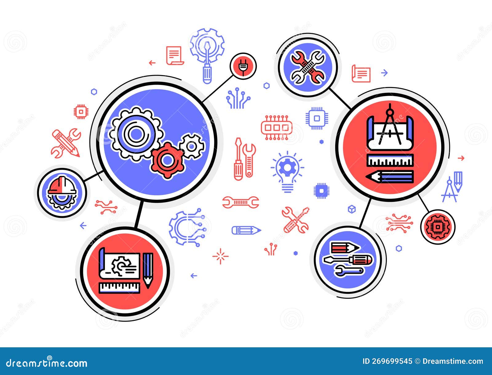 Engineering and Repairing Some Technology System Vector Illustration ...