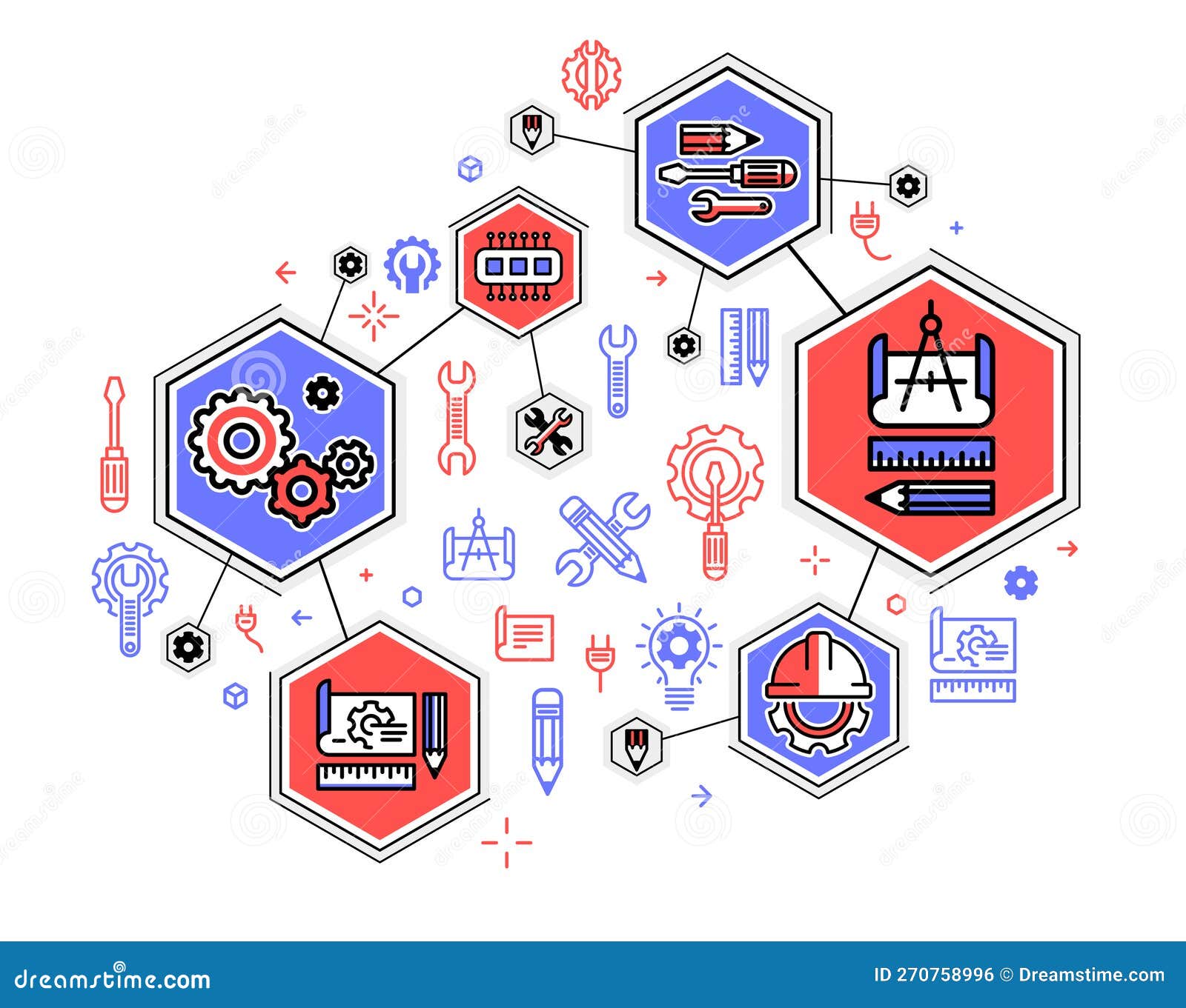 Engineering and Repairing Some Technology System Vector Illustration ...